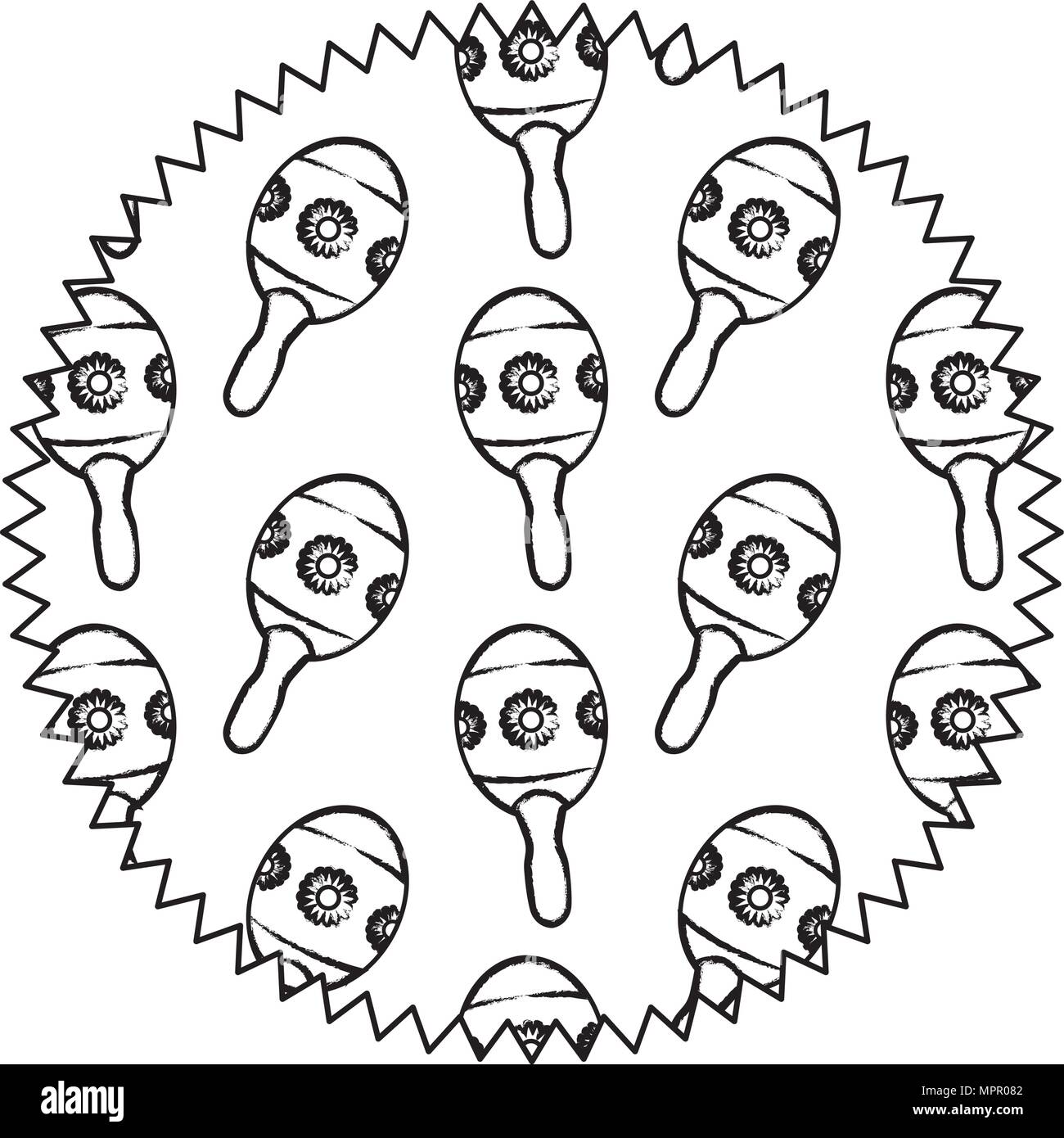 seal stamp with Mexican maracas pattern over white background, vector ...