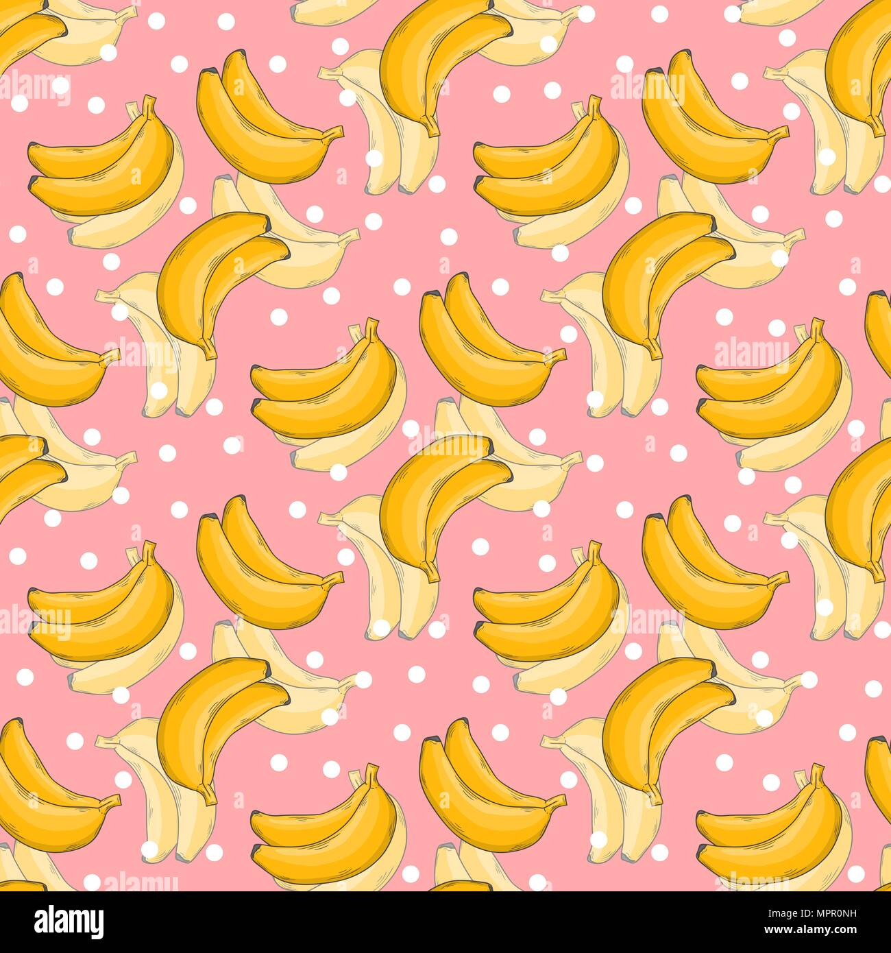 Banana pattern with polka dots. Vector healthy food Stock Vector Image ...