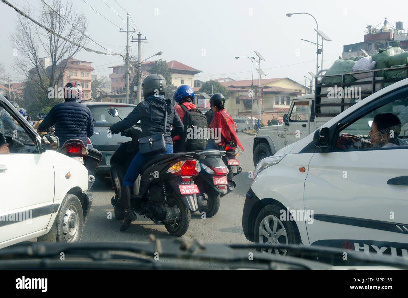 Traffic on busy street in Kathmandu, Nepal Stock Photo - Alamy