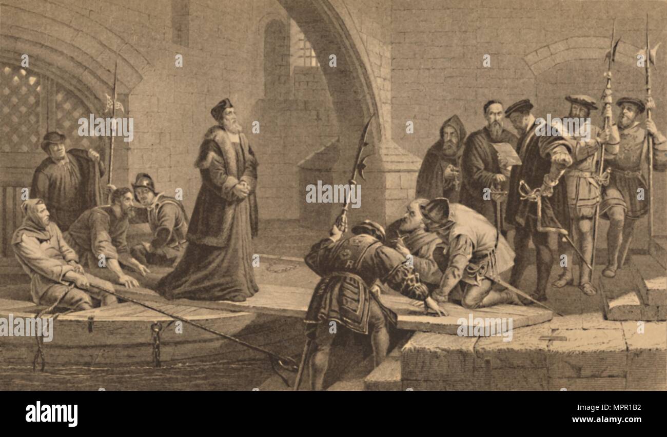 'Cranmer at the Traitor's Gate', 1886. Artist: CW Sharpe Stock Photo ...