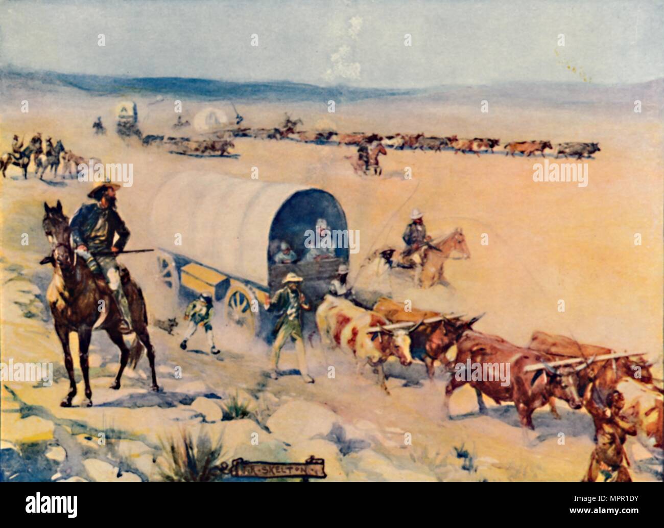 'The Voor-Trekkers', 1909. Artist: Joseph Ratcliffe Skelton Stock Photo ...