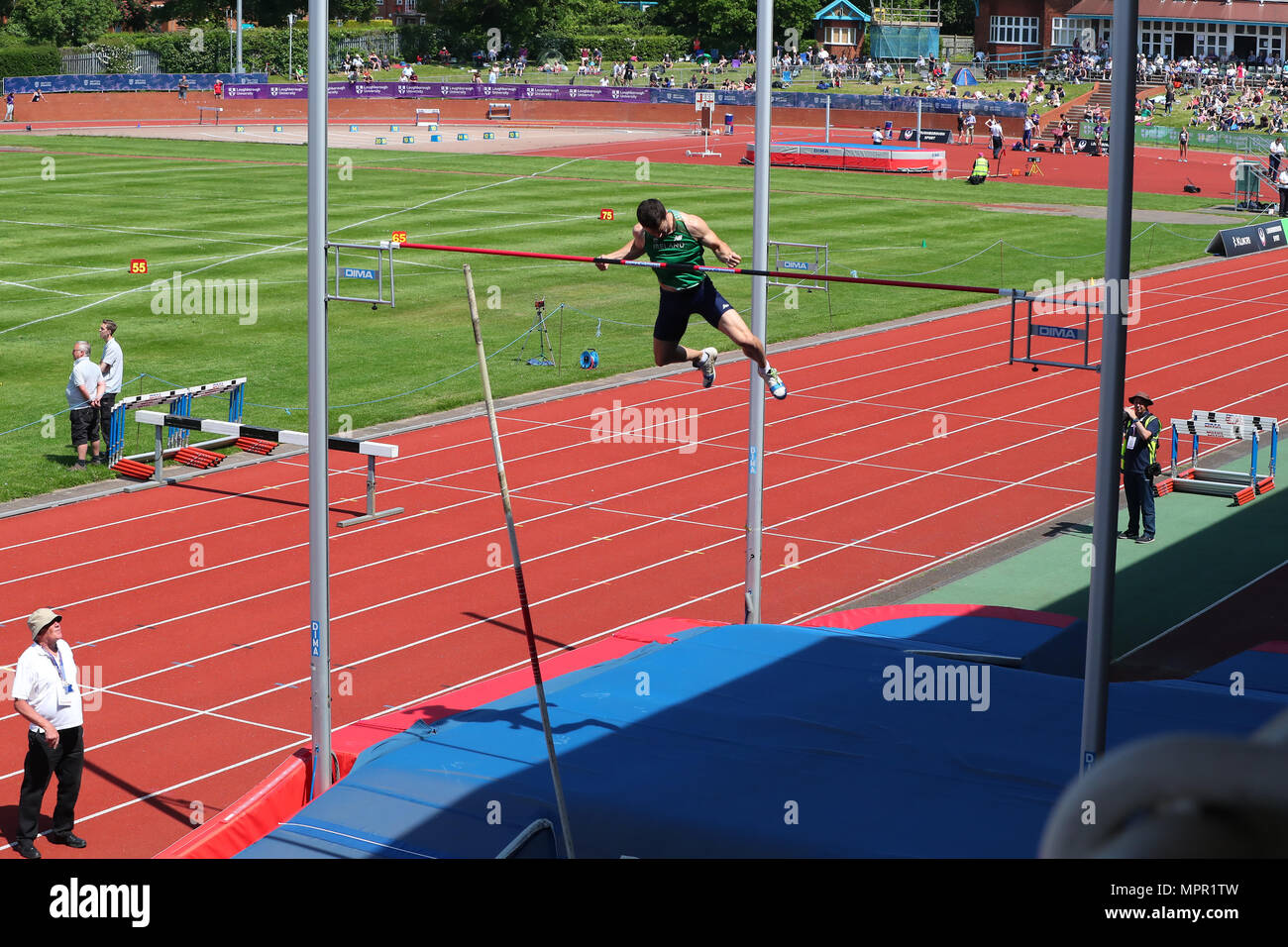 Loughborough, England, 20th, May, 2018. Michael Bowler competing in the ...