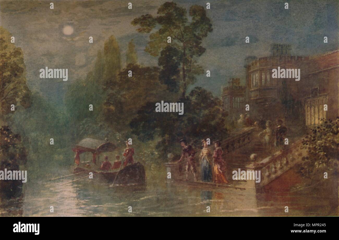 'Moonlight: the Terrace, Haddon Hall', 1873, (1935). Artist: George ...