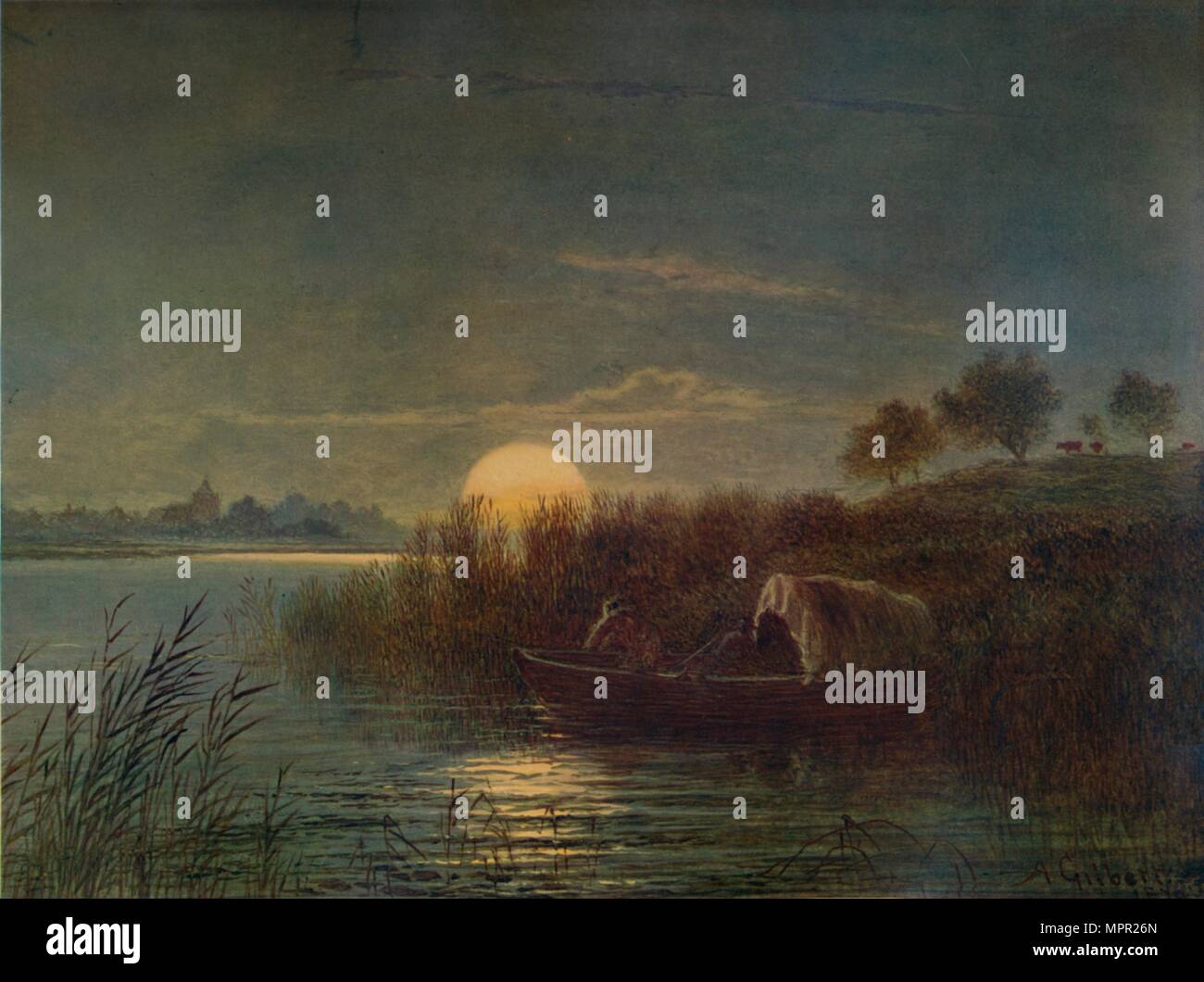 'River Scene by Moonlight, with Boat', 1879, (1935). Artist: Arthur ...