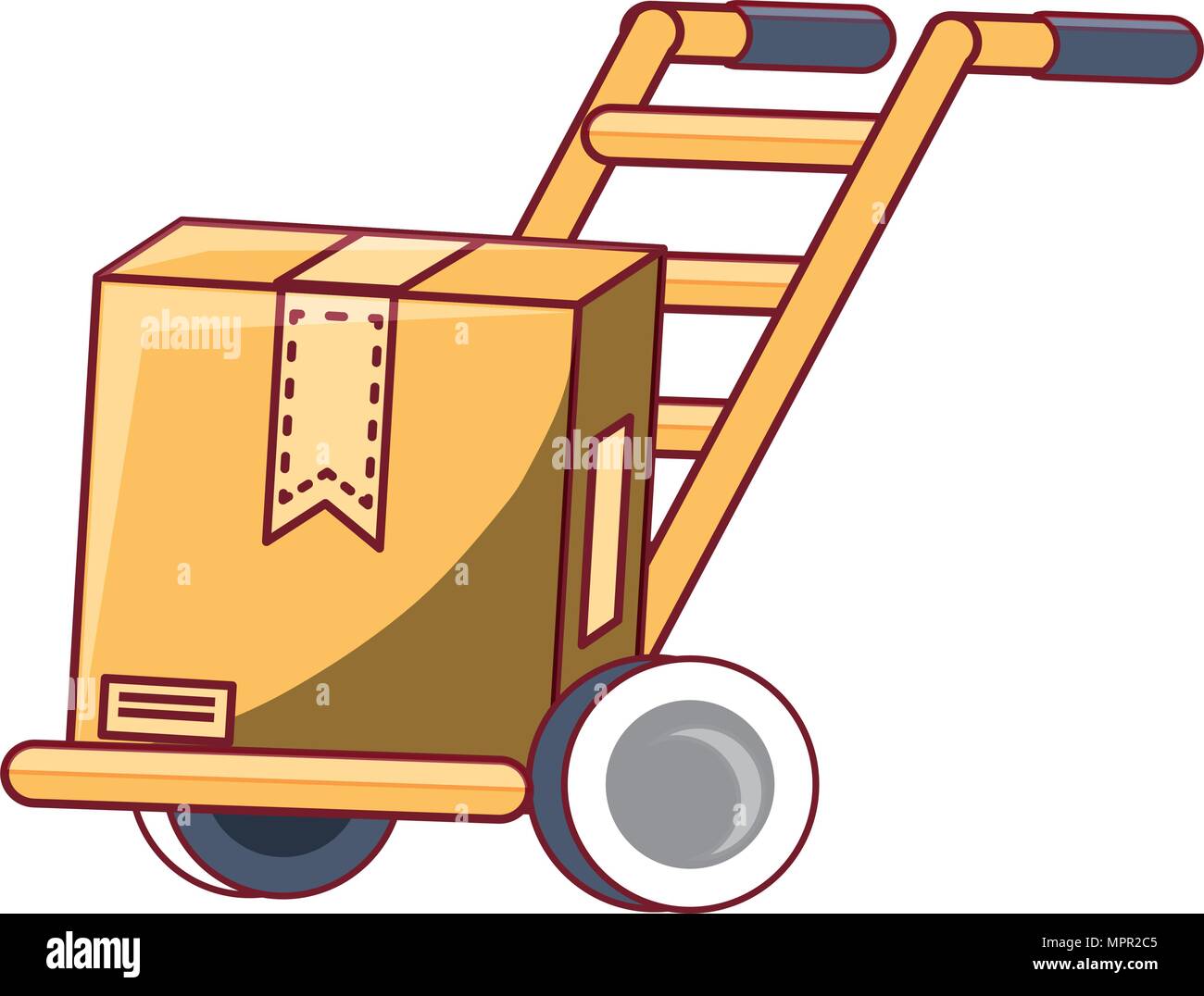 handcart with carton box over white background, colorful design. vector ...