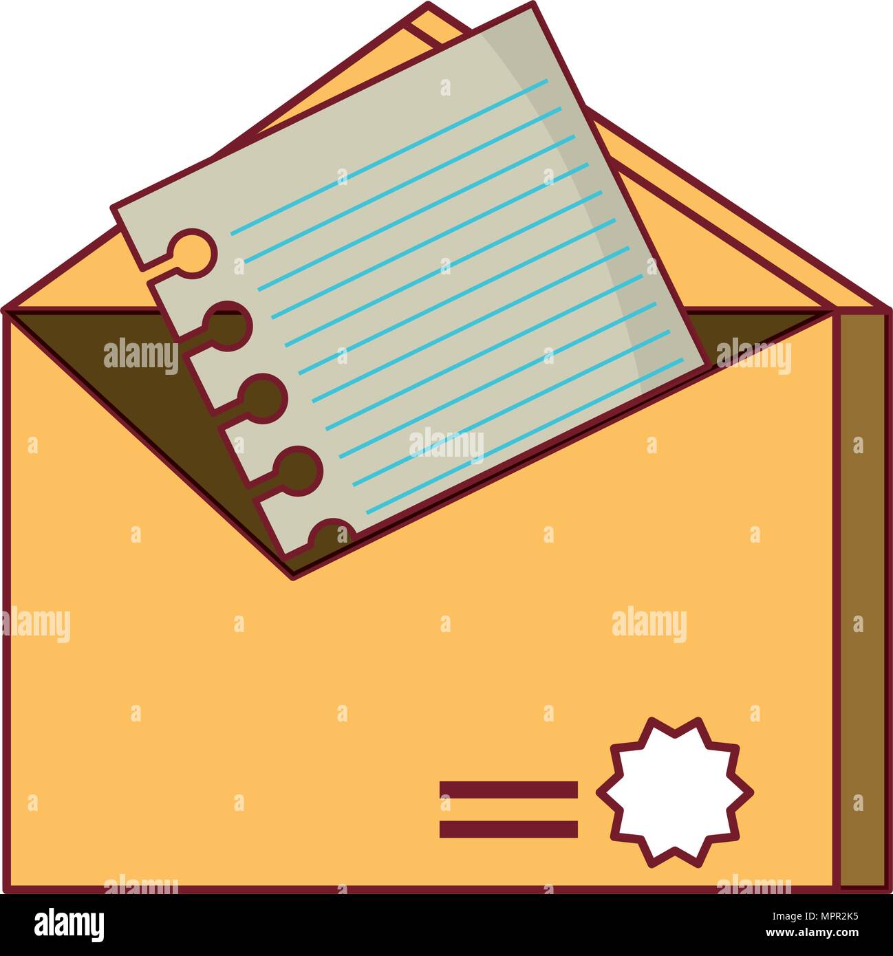 envelope with a note over white background, colorful design. vector ...