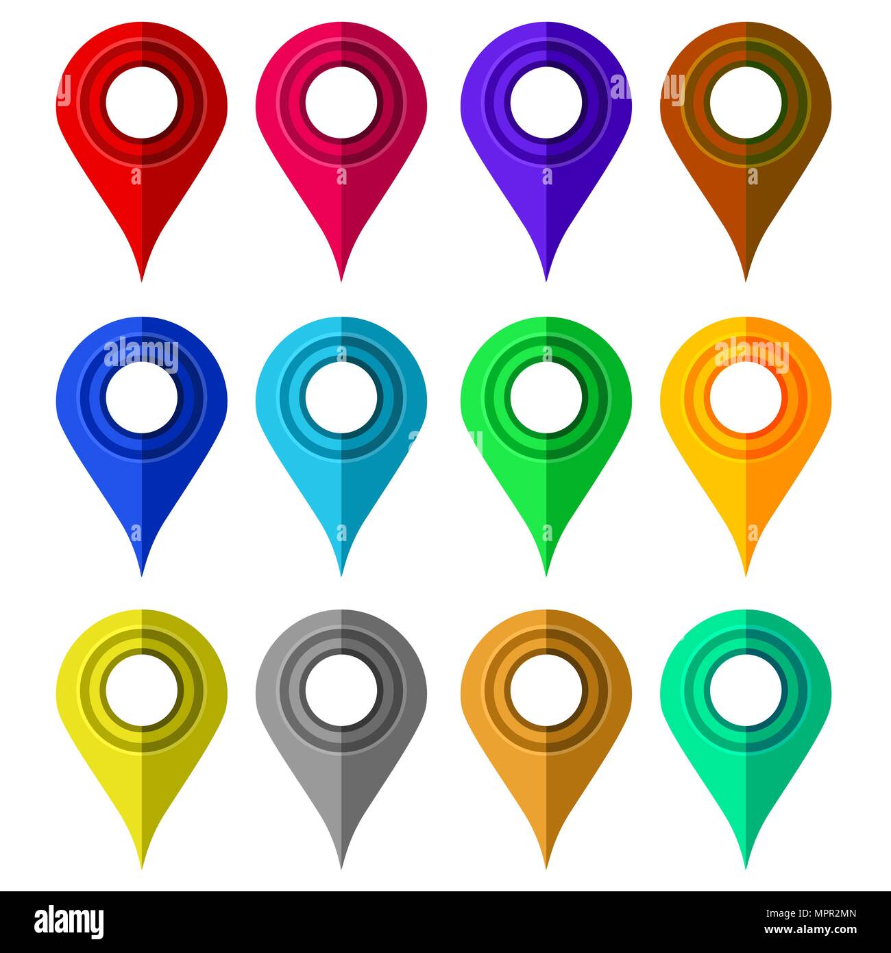 Set Of Colorful Markers Map Marker Icons Flat Design Stock Vector