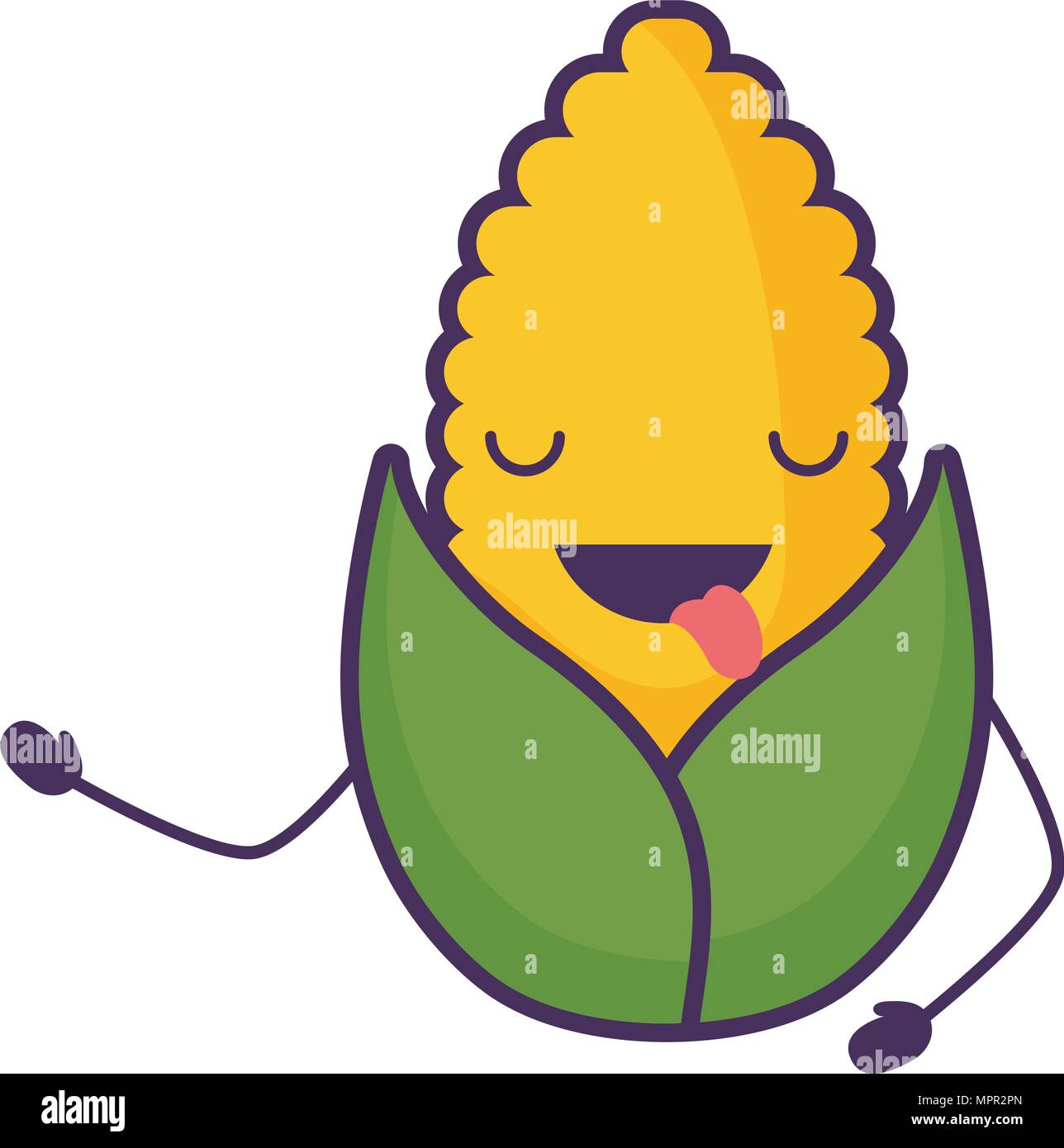 Kawaii corn icon over white background, colorful design. vector ...