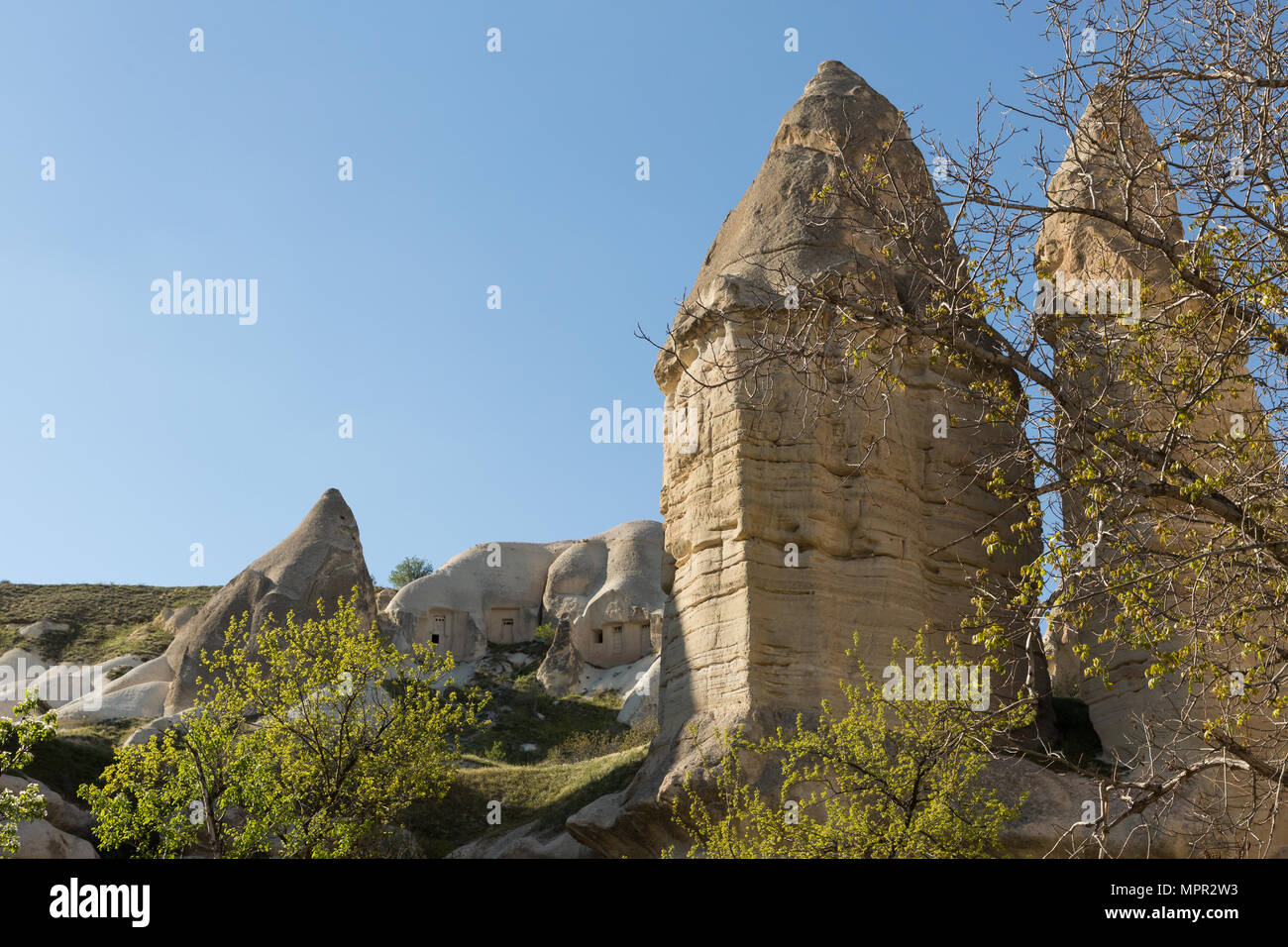 the carved fairy chimneys of cappadocia Stock Photo - Alamy