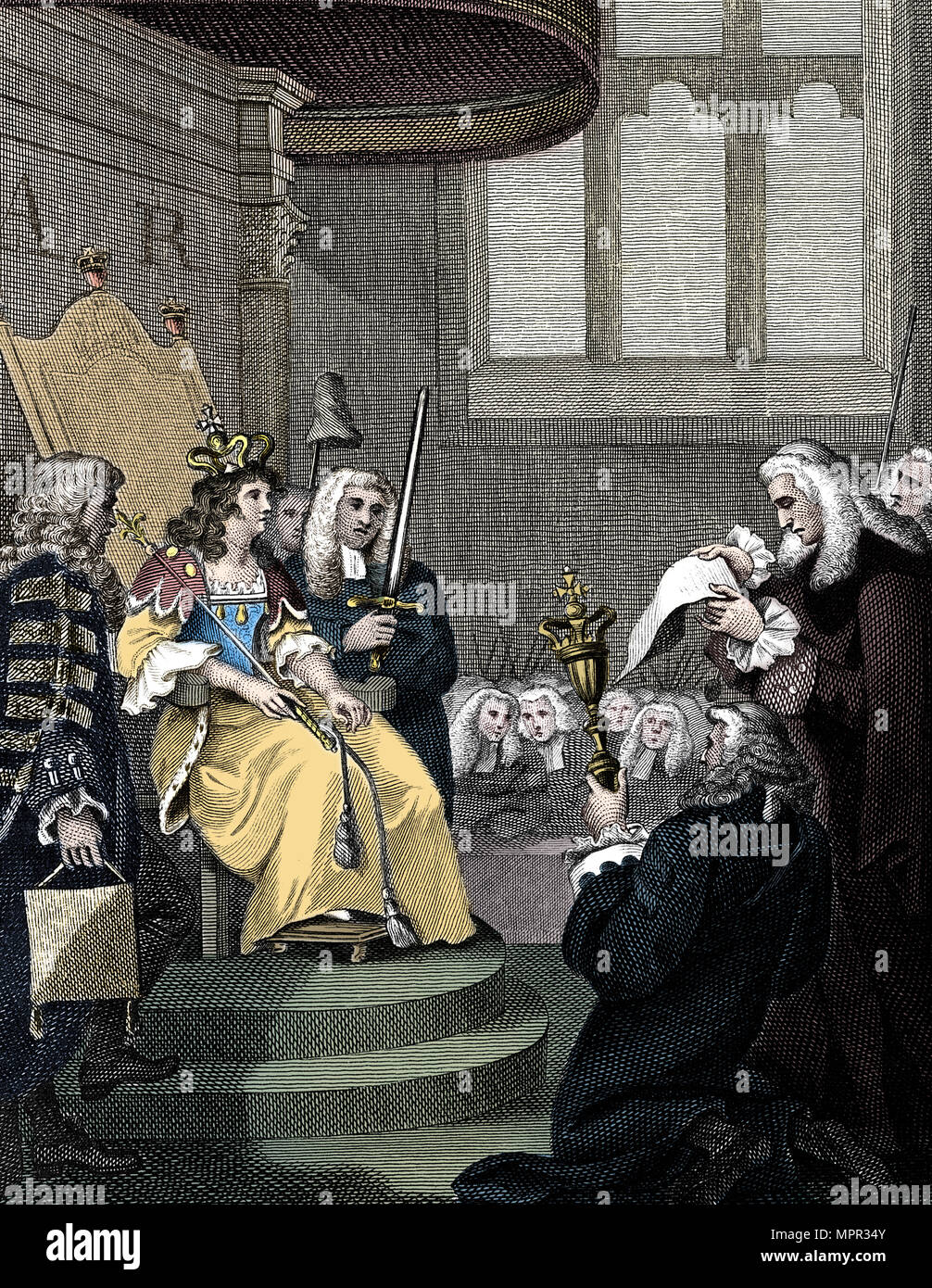 The Act of Union between England and Scotland being read before Queen ...