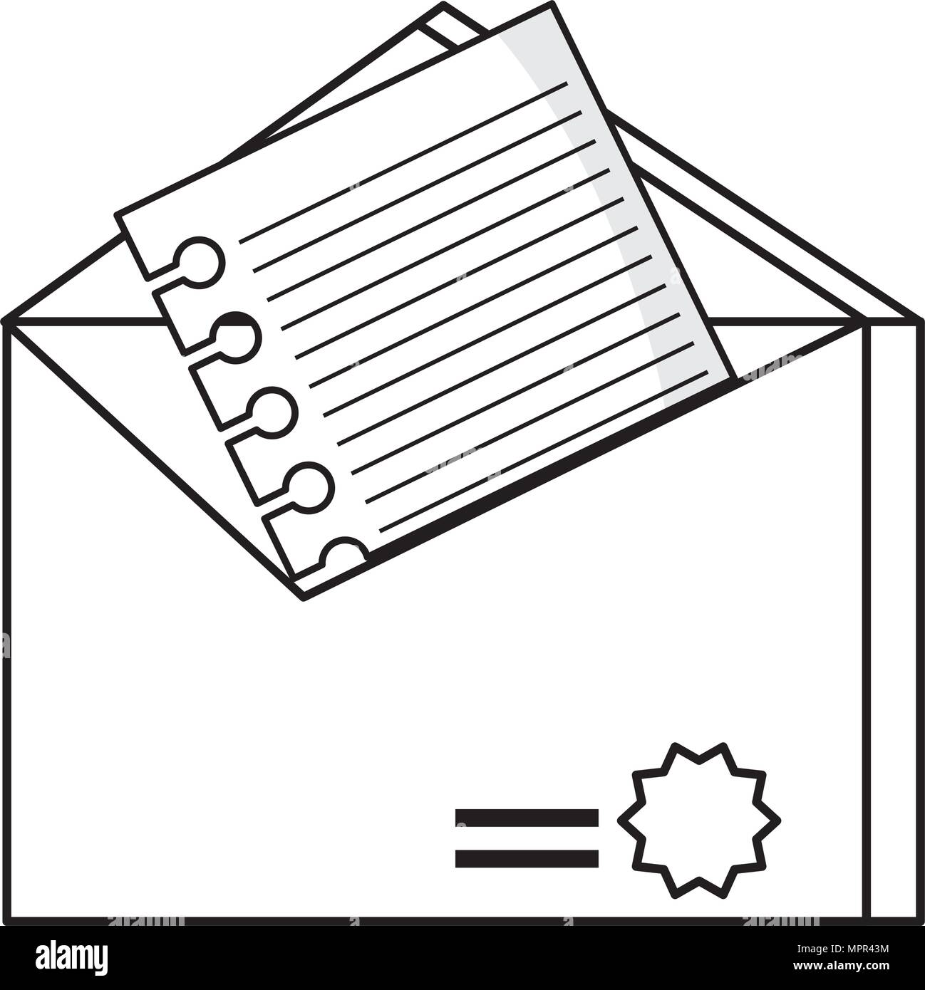 envelope with a note over white background, vector illustration Stock ...