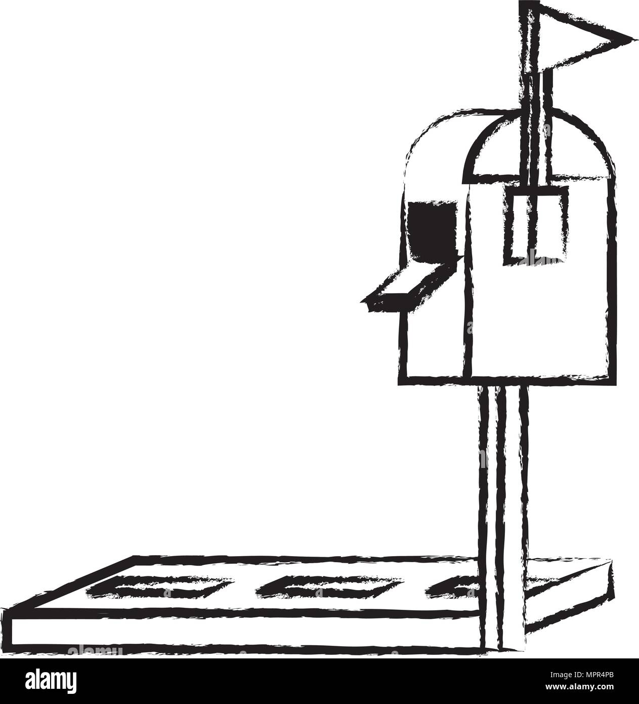 sketch of Mailbox icon over white background, vector illustration Stock ...