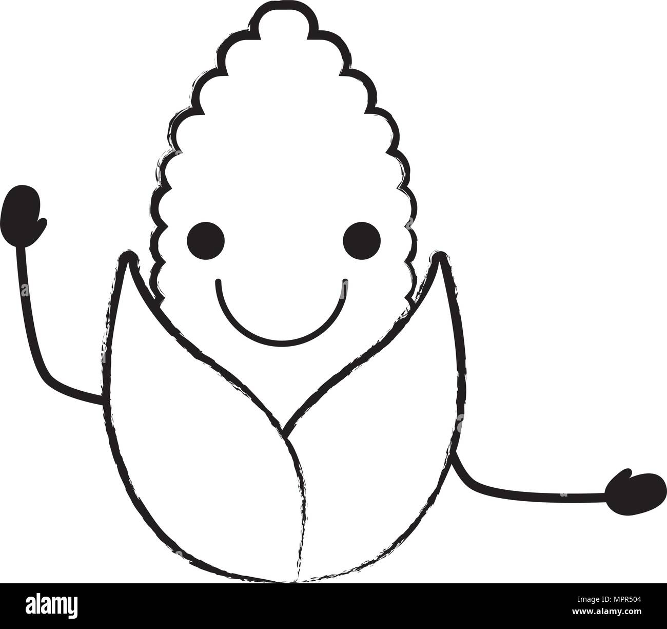 Kawaii happy corn over white background, vector illustration Stock ...