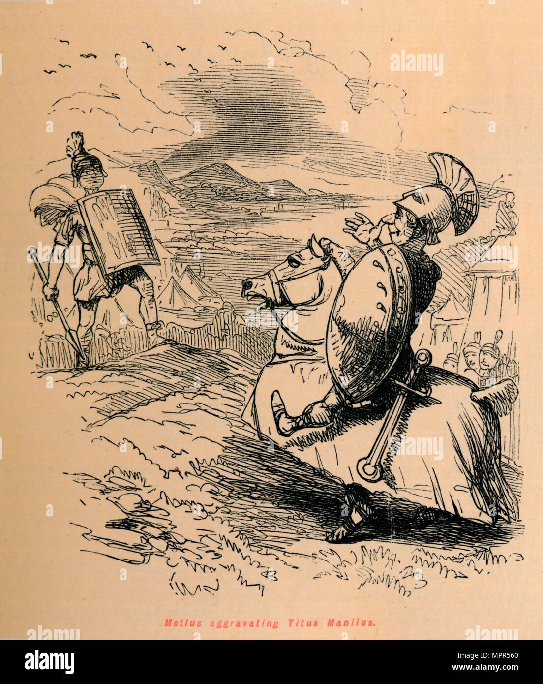 'Metius aggravating Titus Manlius', 1852. Artist: John Leech Stock ...