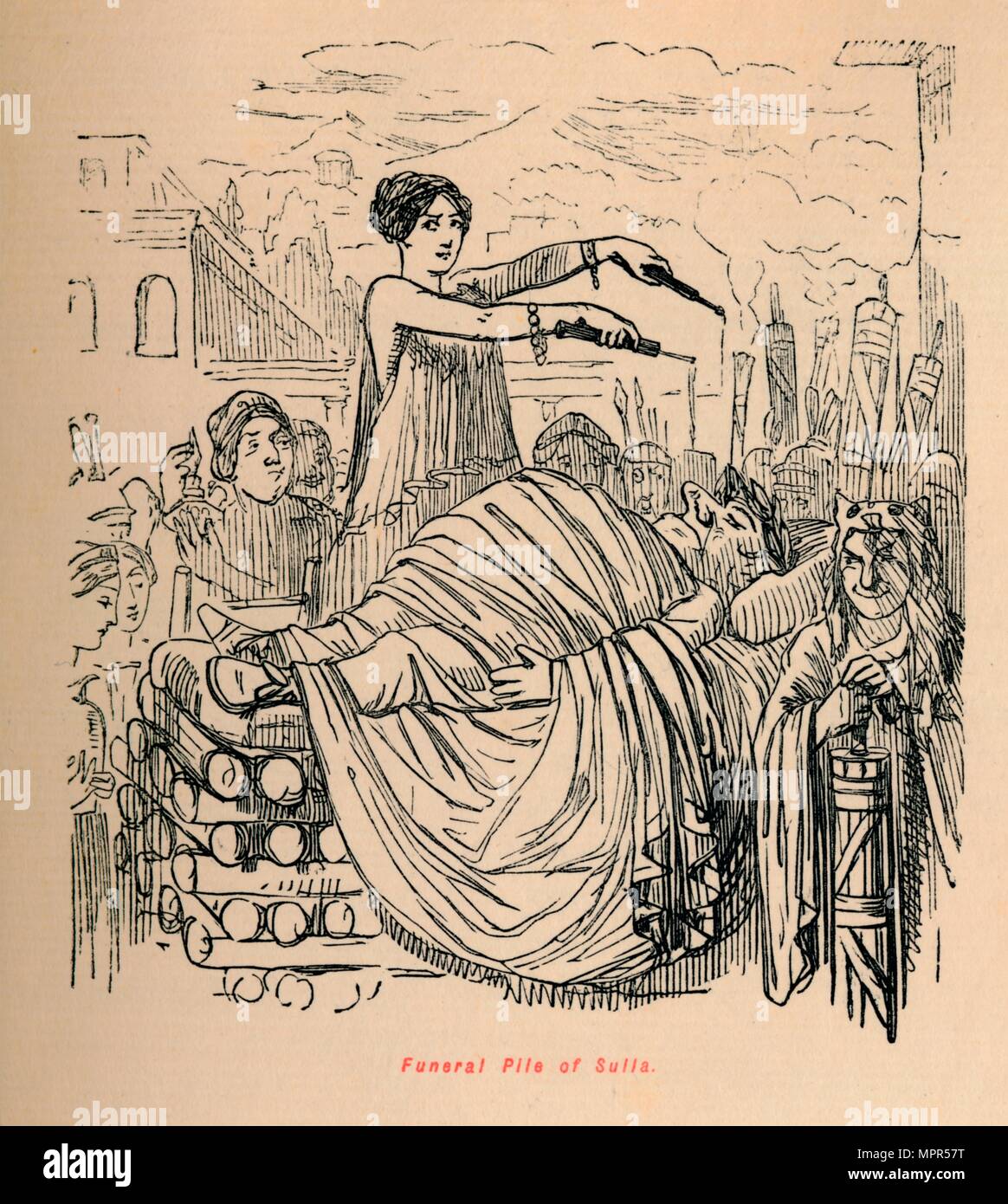 'Funeral Pile of Sulla', 1852. Artist: John Leech Stock Photo - Alamy