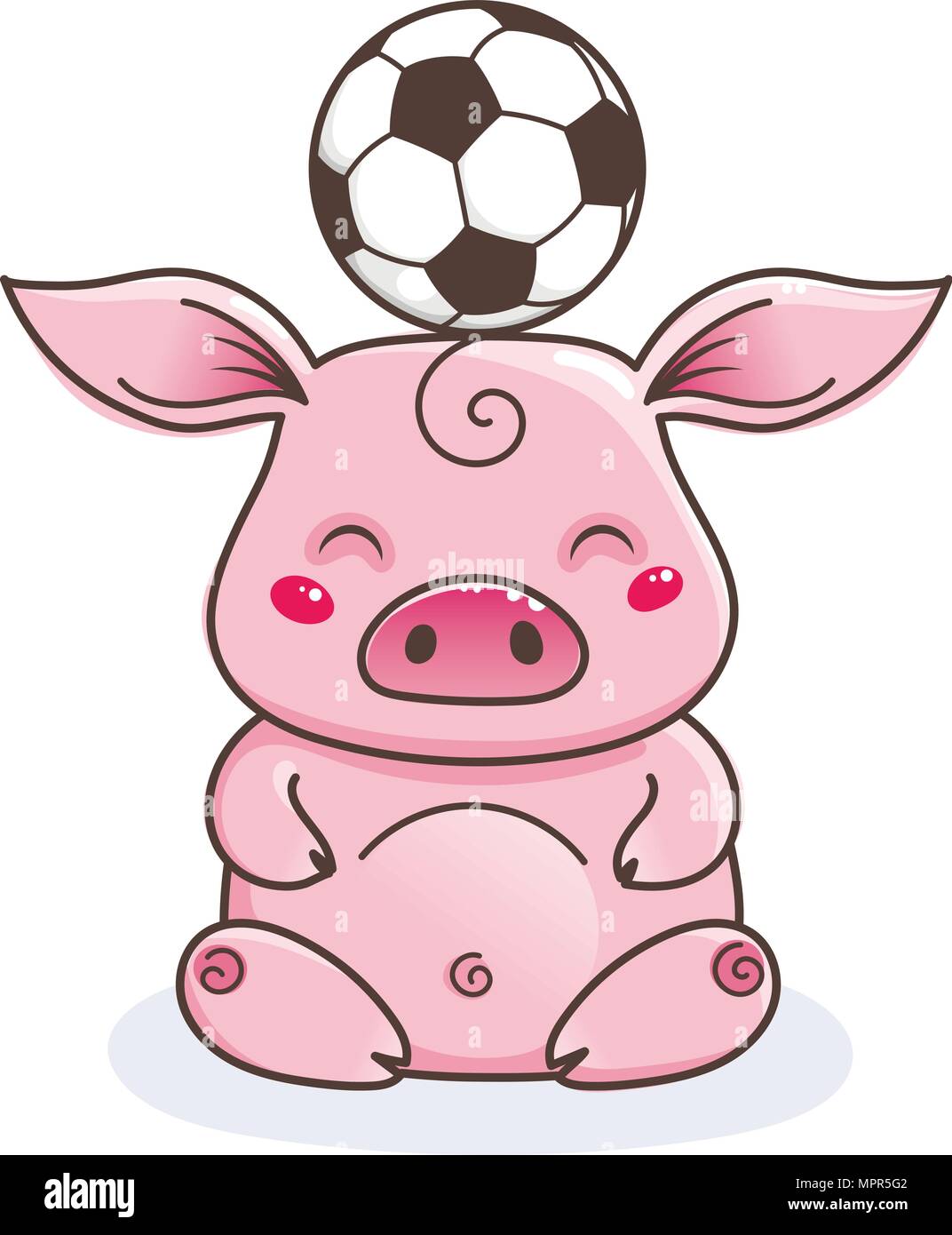 Cute cartoon pig with a soccer ball. Vector illustration. Baby animal ...
