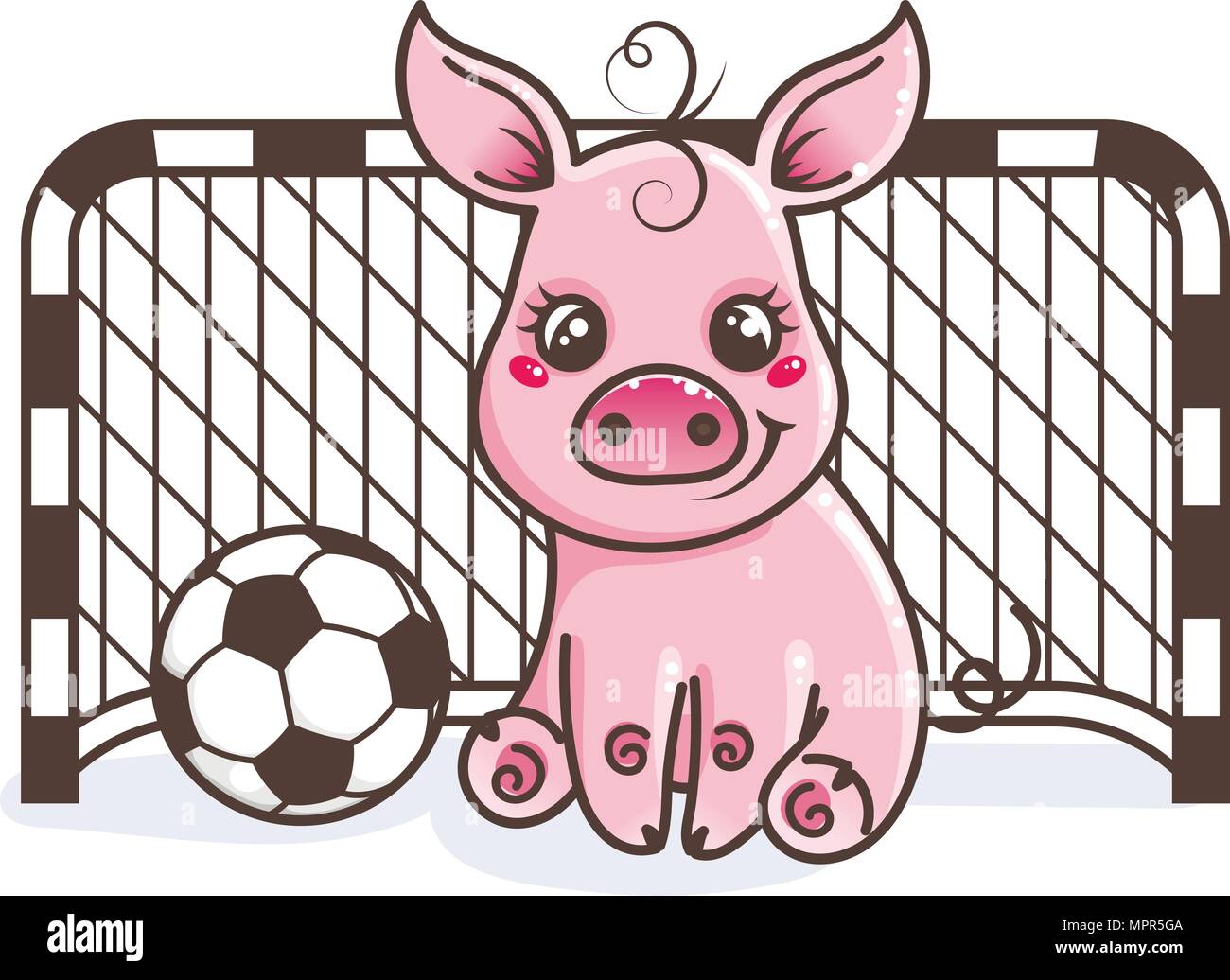Cute cartoon pig with a soccer ball. Vector illustration. Baby animal ...