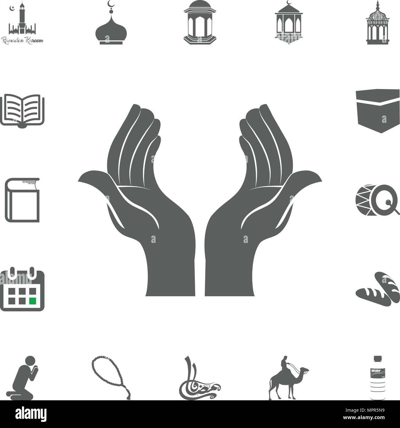 Prayer hands icon. Pray to Allah. Ramadan Kareem. Eid Mubarak vector ...
