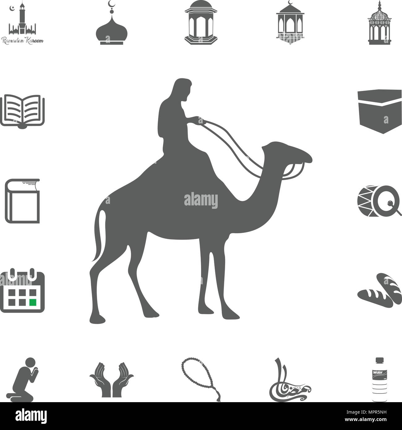 Muslim on camel icon. Ramadan Kareem. Eid Mubarak vector illustration ...