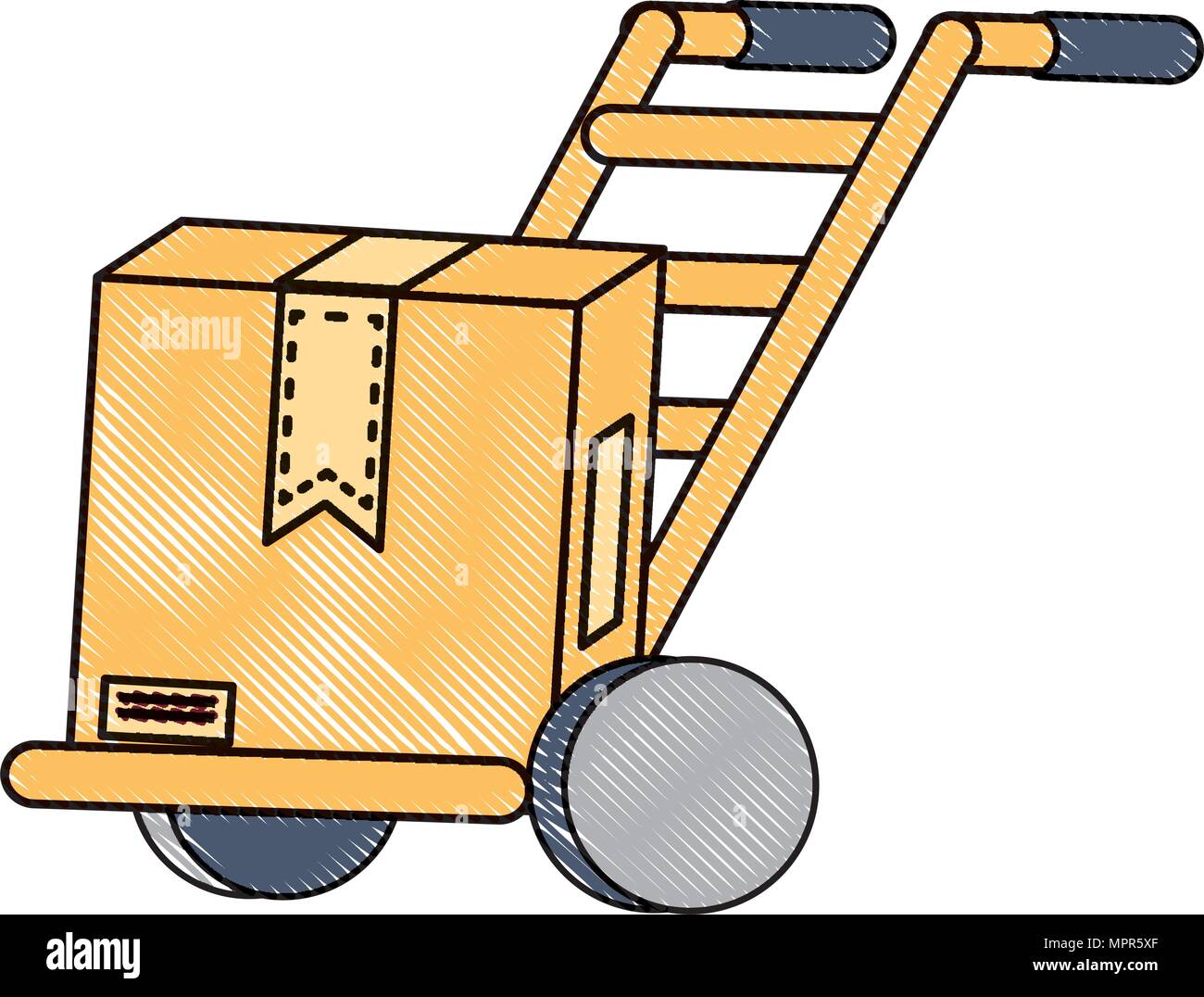 handcart with carton box over white background, colorful design. vector ...