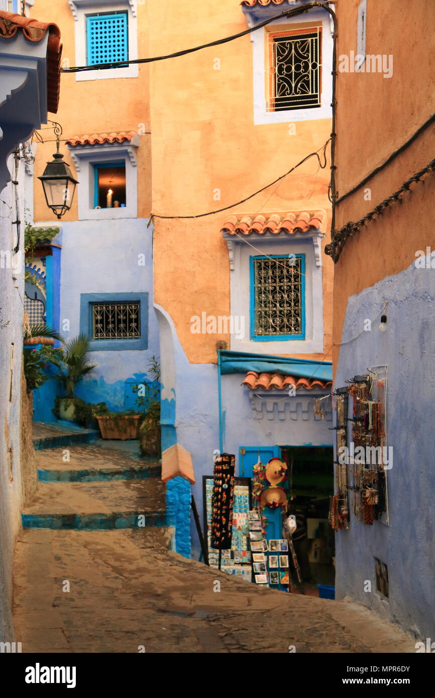 Small handicraft family business on a street in Chefchaouen, Morocco ...