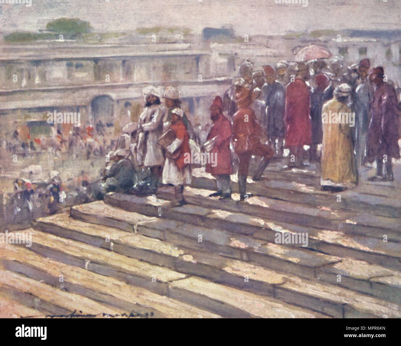 'On the Steps of the Jumma Masjid', 1903. Artist: Mortimer L Menpes ...