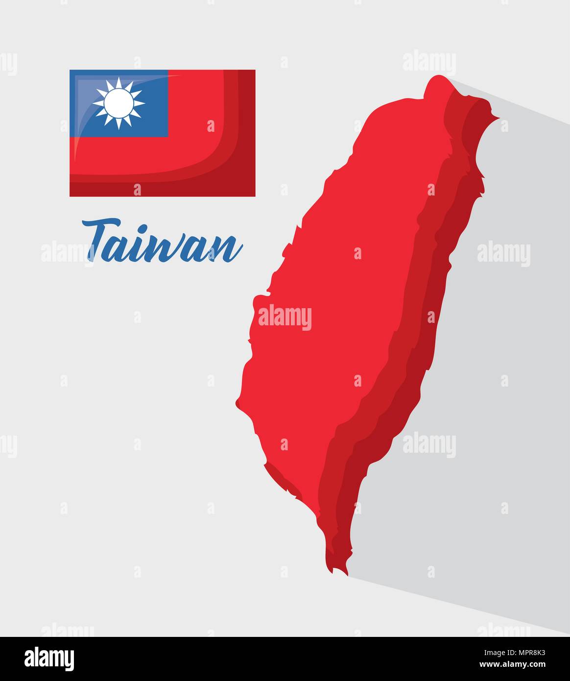 Taiwan map icon over white background, colorful design. vector ...