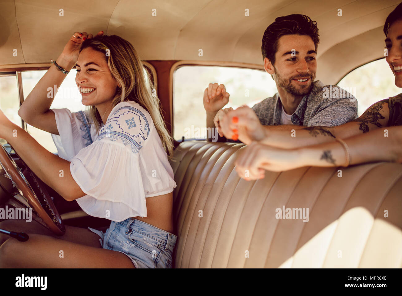 Women backseat of car hi-res stock photography and images - Alamy