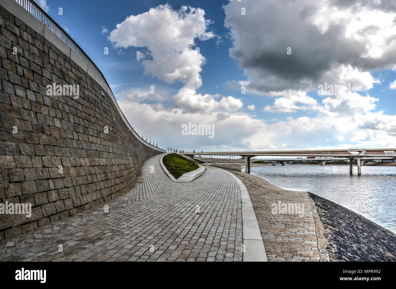 Cobbles and concrete at the new river bank at Lent near Nijmegen, The ...