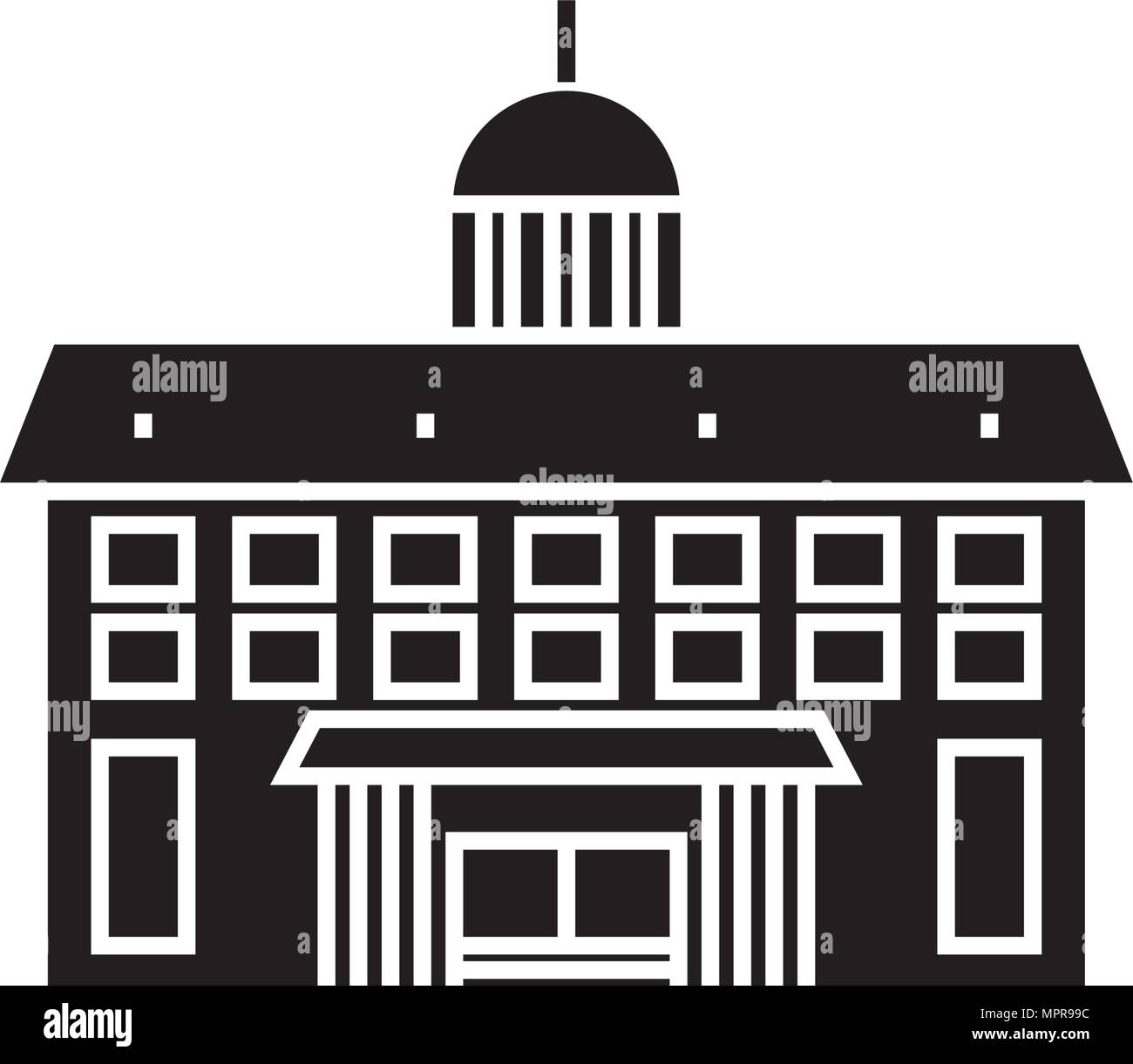 Administrative building black icon, vector illustration. Administrative ...