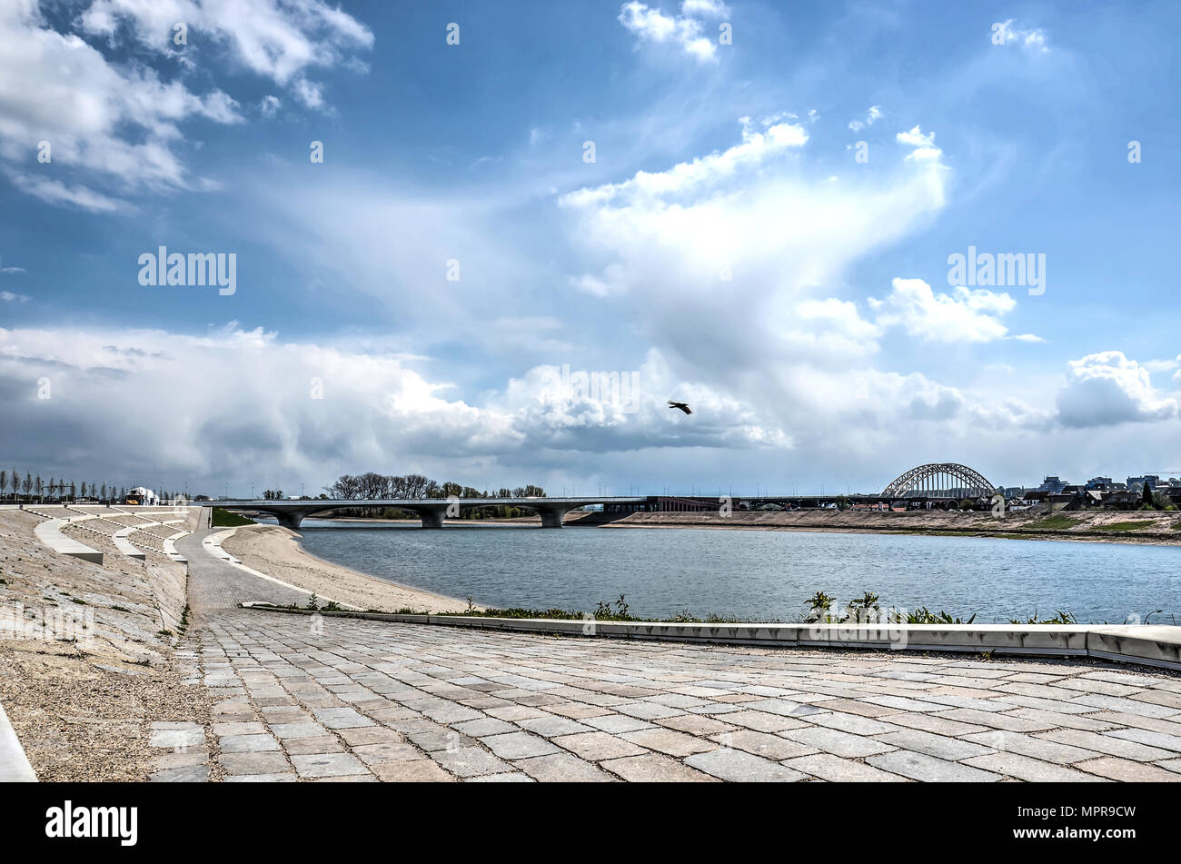 Ramp down to the newly created side channel of the river Waal in ...