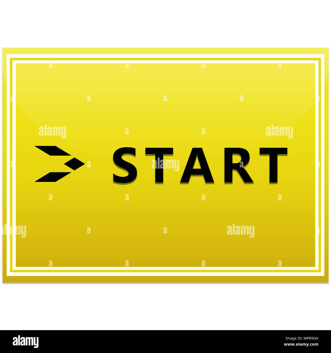 Big yellow button start with arrow. Rectangular shape Stock Photo - Alamy