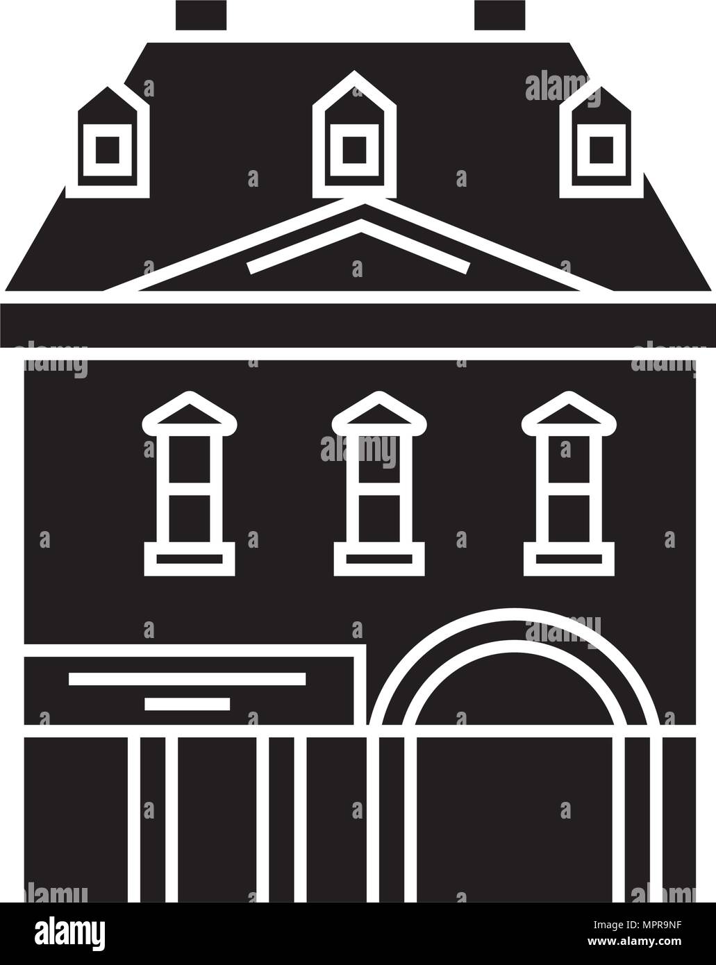 Historic building black icon, vector illustration. Historic building ...