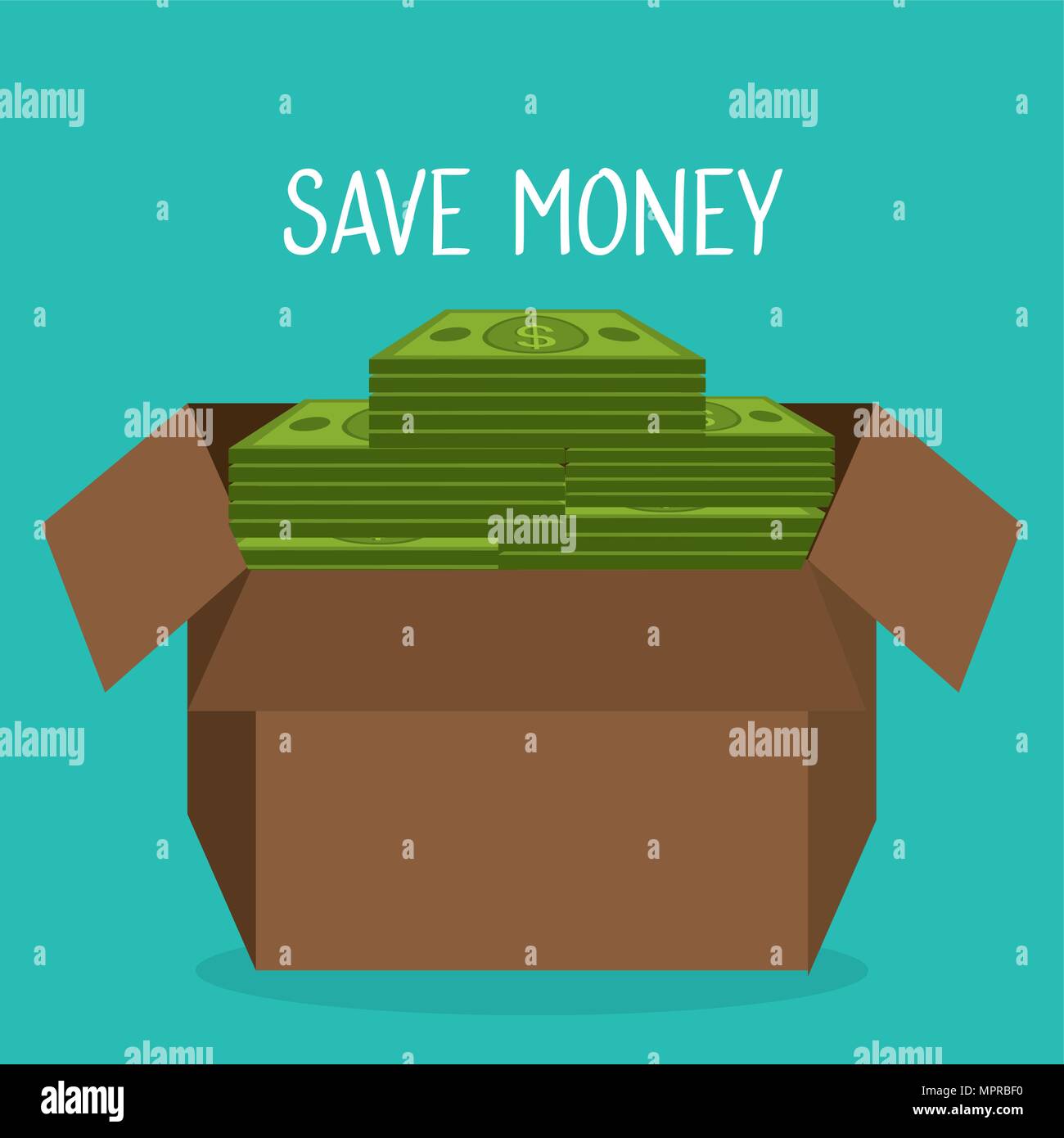 box carton with bills dollars Stock Vector Image & Art - Alamy