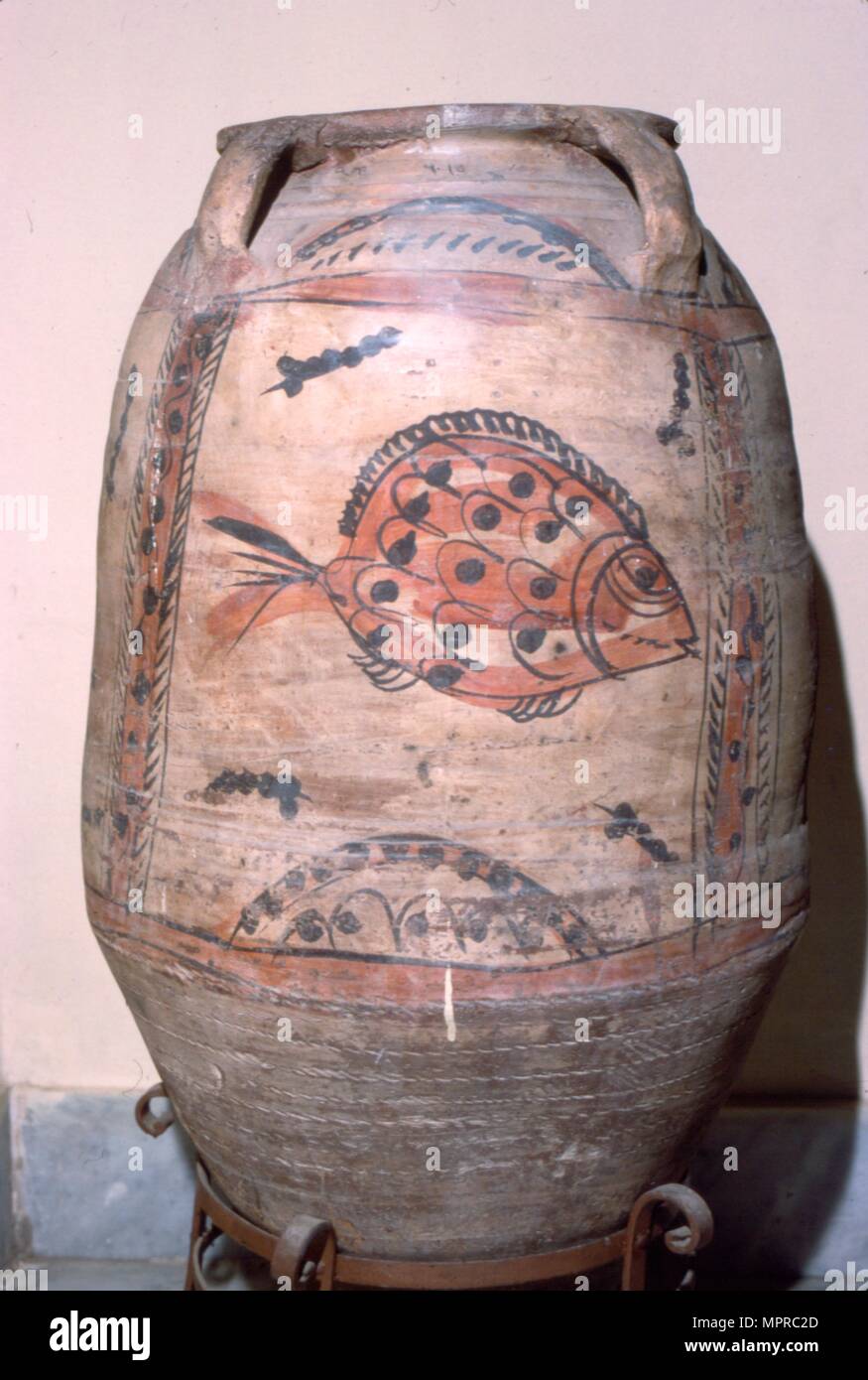 Coptic jar with fish, Egypt, c6th-8th century. Artist: Unknown Stock ...