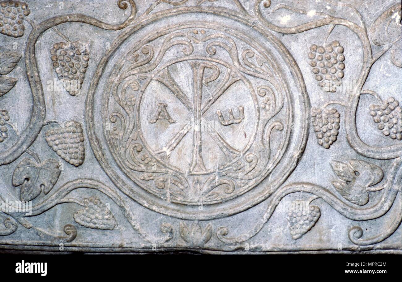 Chi-Rho symbol from Coptic sarcophagus, 7th century. Artist: Unknown ...