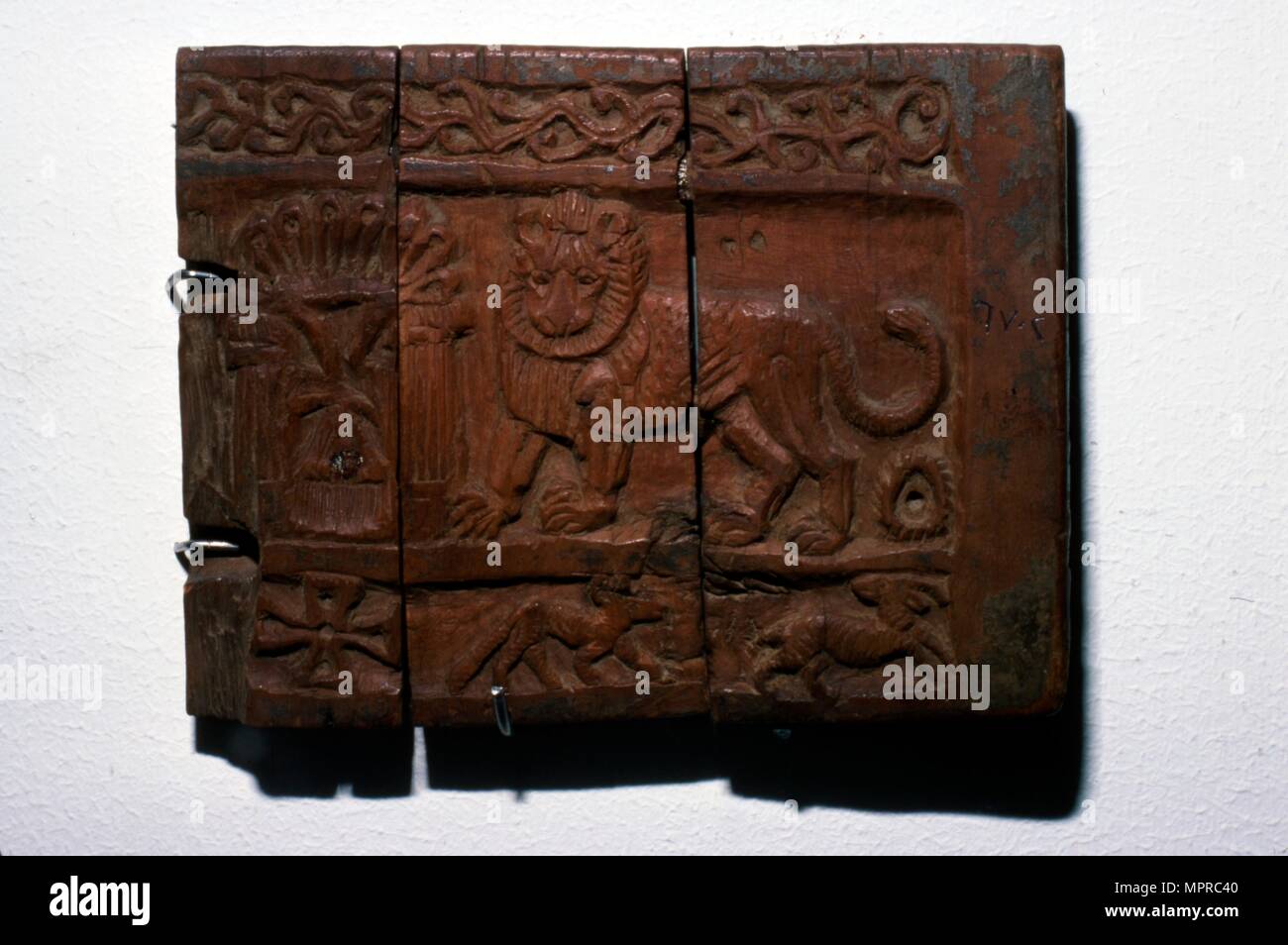Coptic wooden carving of lion, 6th-7th century. Artist: Unknown Stock ...