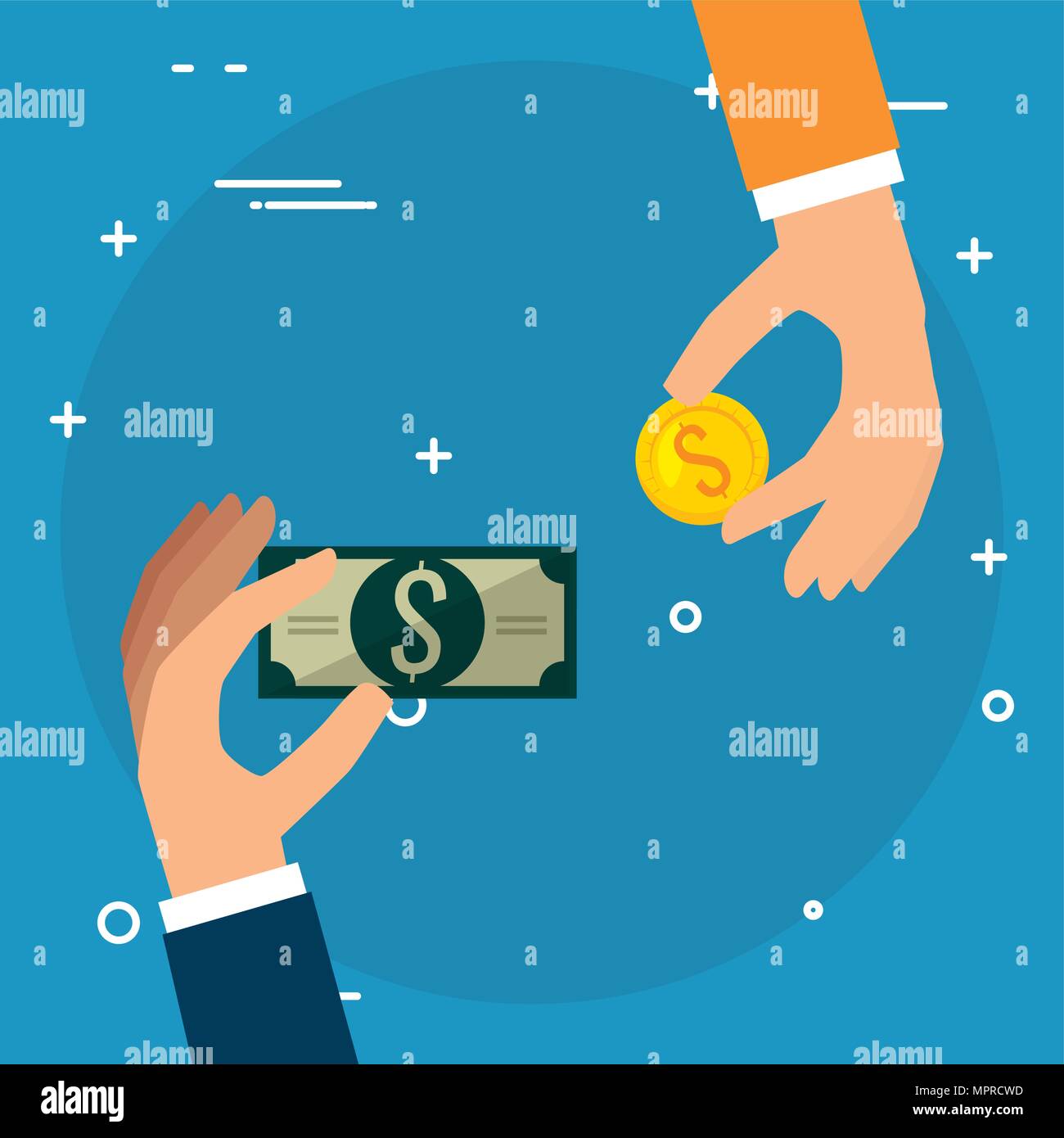 Hands counting coins Stock Vector Images - Alamy