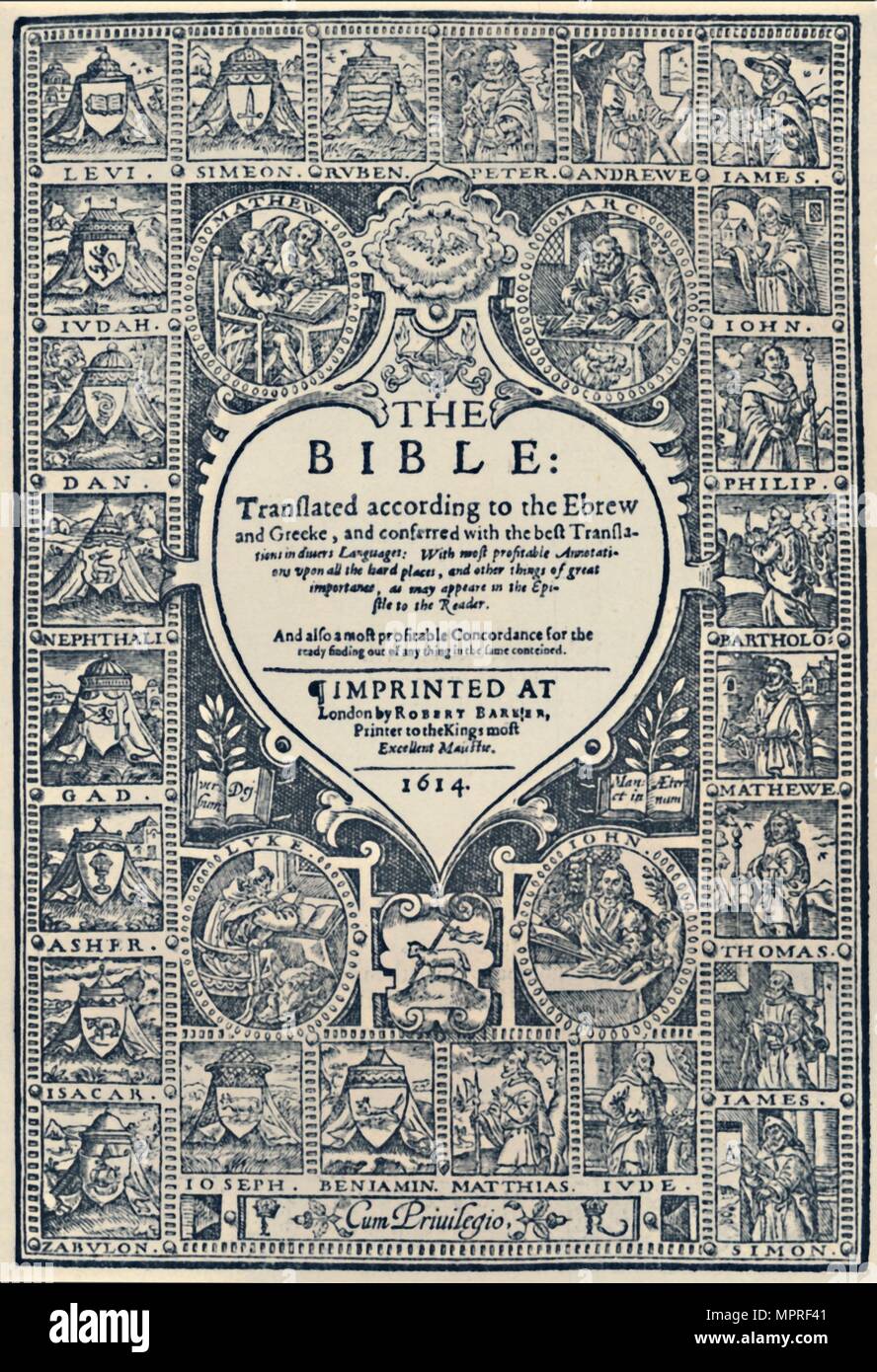 'Title Page of the Geneva Bible', 1614, (1947). Artist: Unknown Stock ...