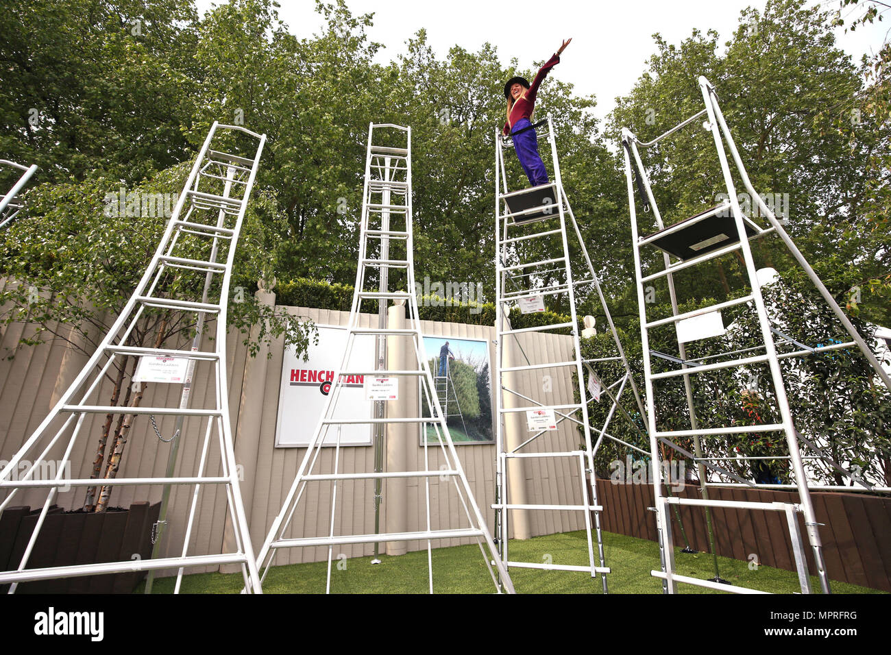 Tallulah Rendall of Henchman ladders testing their product at the RHS ...