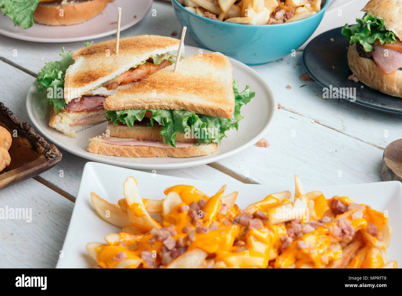 Table full of American food Stock Photo - Alamy