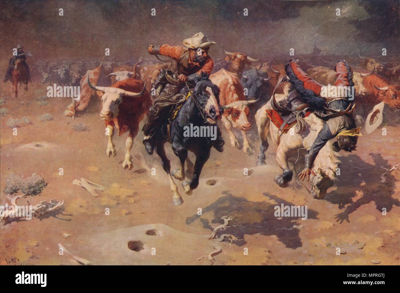 'The Stampede', c1912, (c1915). Artist: William Robinson Leigh Stock ...