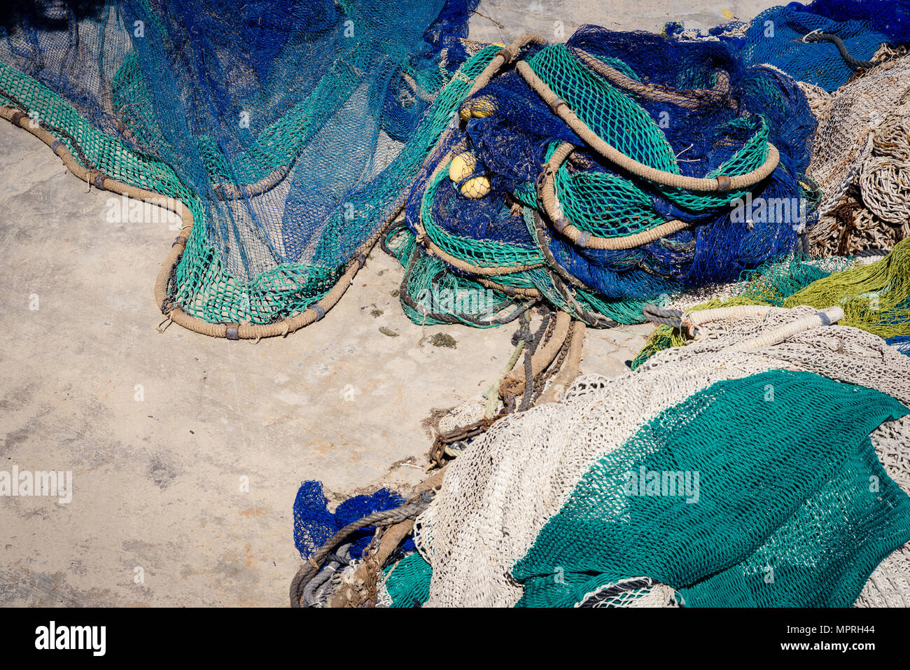Fisher net in harbour Stock Photo - Alamy