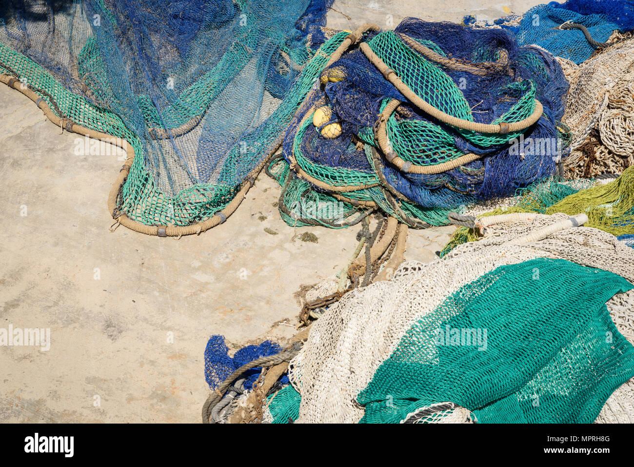 Fisher net in harbour Stock Photo - Alamy