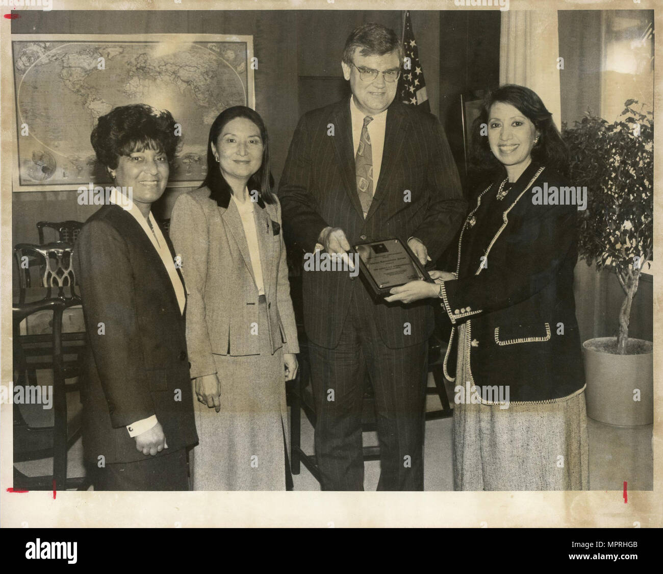 Admin. Atwood presenting general award - Woman receiving award Stock ...
