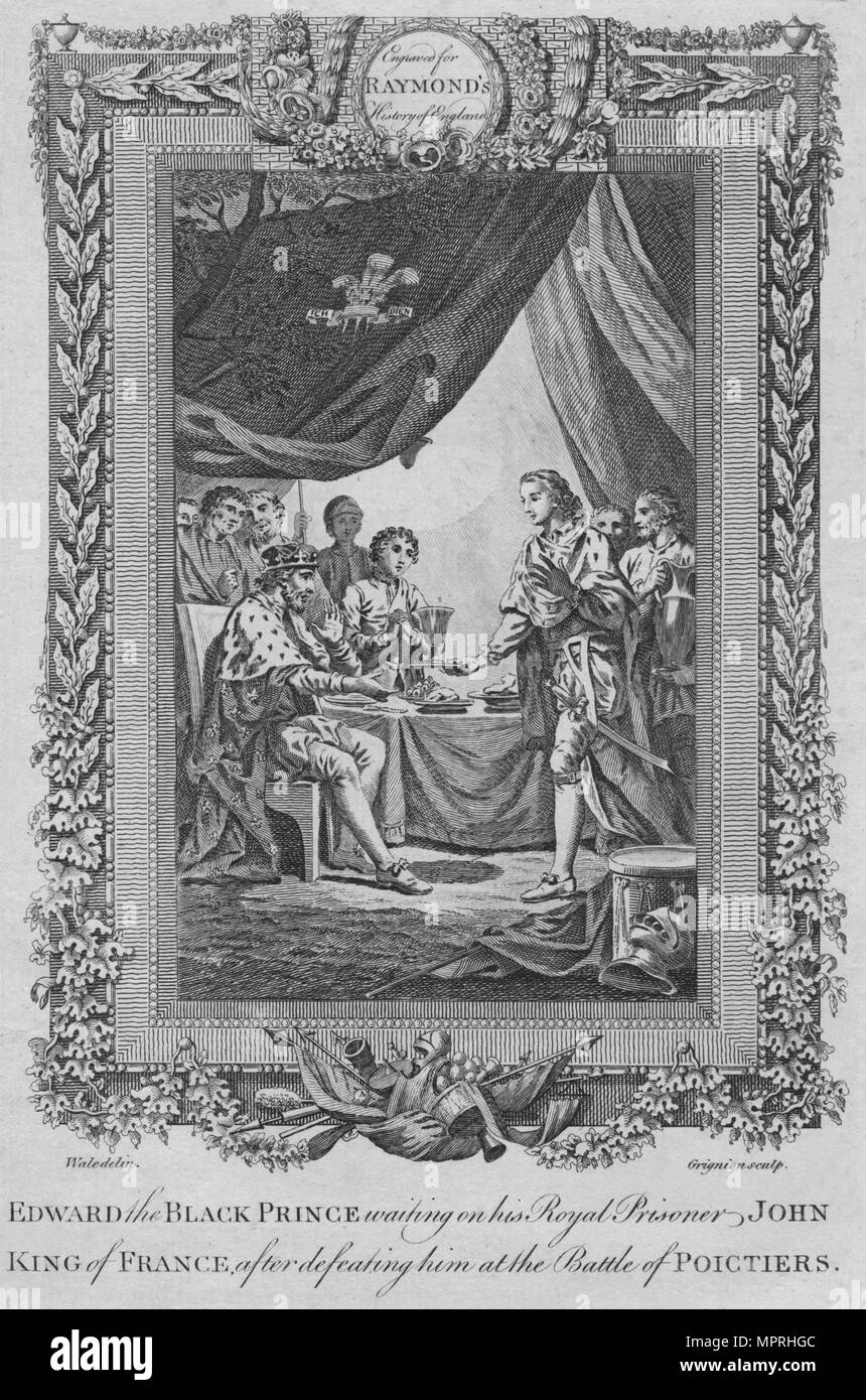 'Edward the Black Prince waiting on his Royal Prisoner John, King of ...