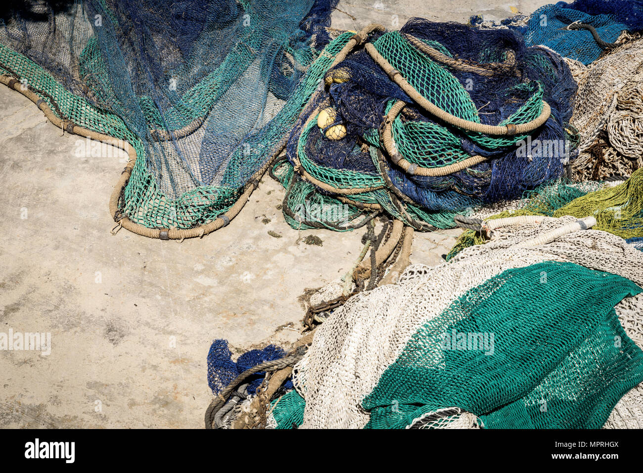 Fisher net in harbour Stock Photo - Alamy