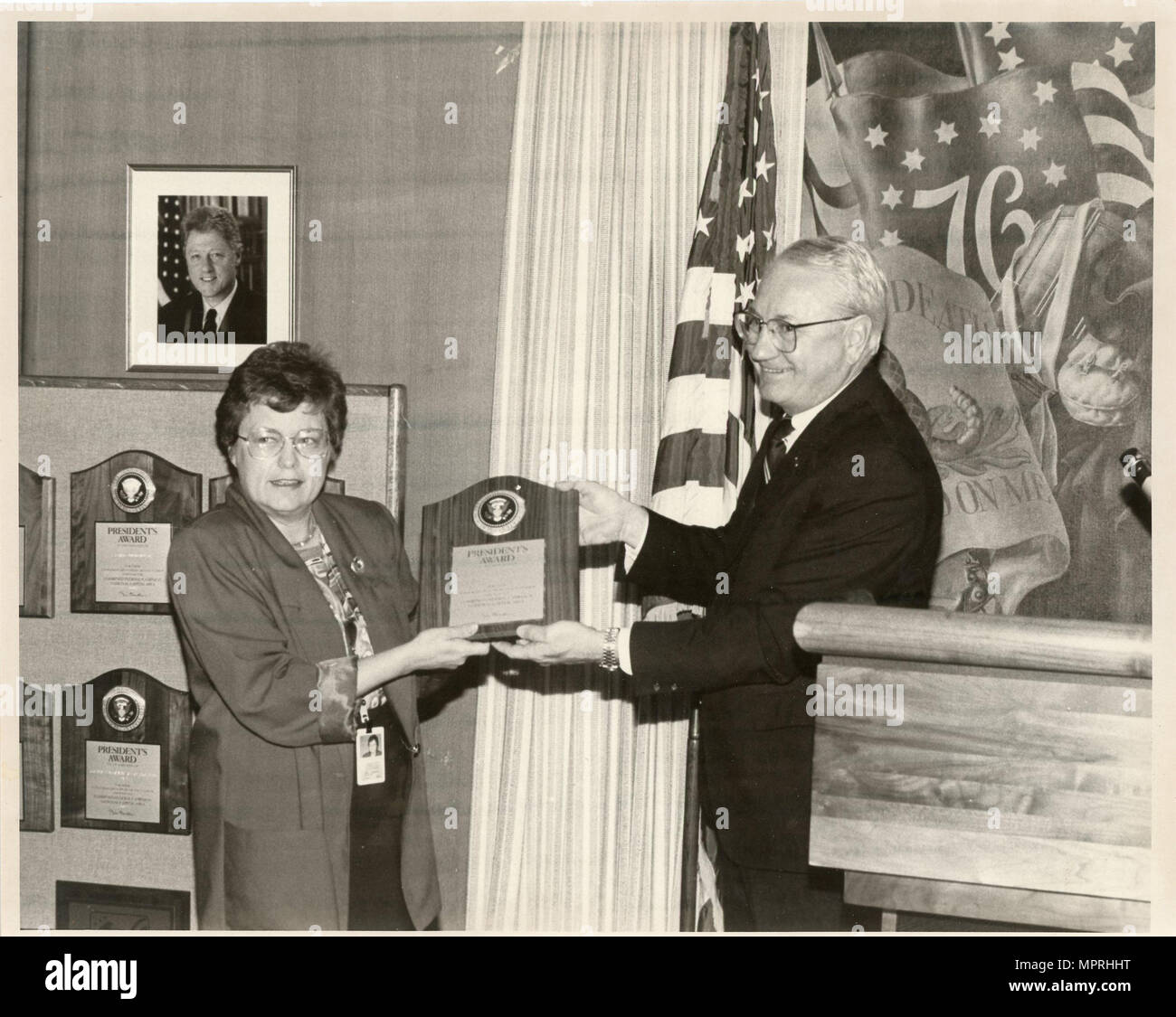 Admin. Atwood presenting general awards - Woman receiving award on ...
