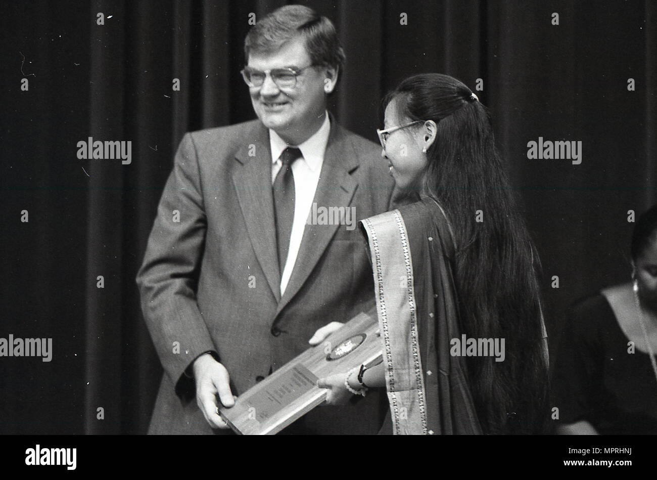 Admin. Atwood presenting general awards - Woman receiving award Stock ...