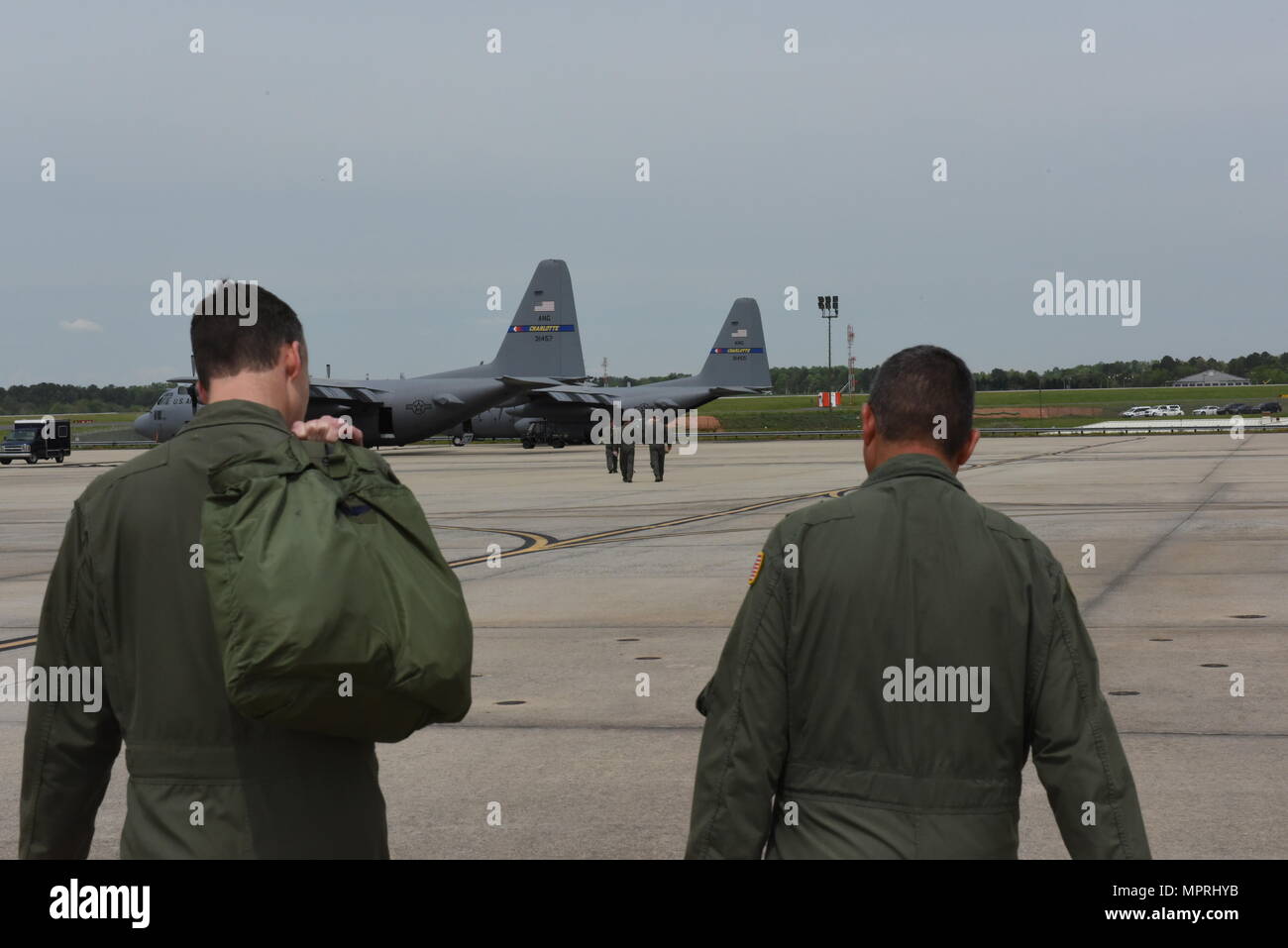 U.S. Air Force Col. Jaye Stepp (left) commander, 145th Operations Group ...